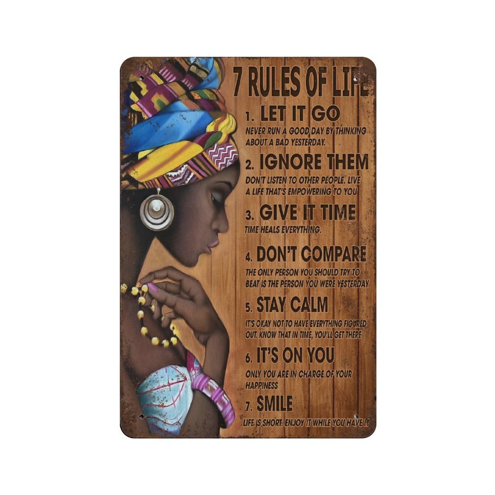 Rules Of Life Motivation Black Girls tin sign Home Decor Wall Art,Retro ...