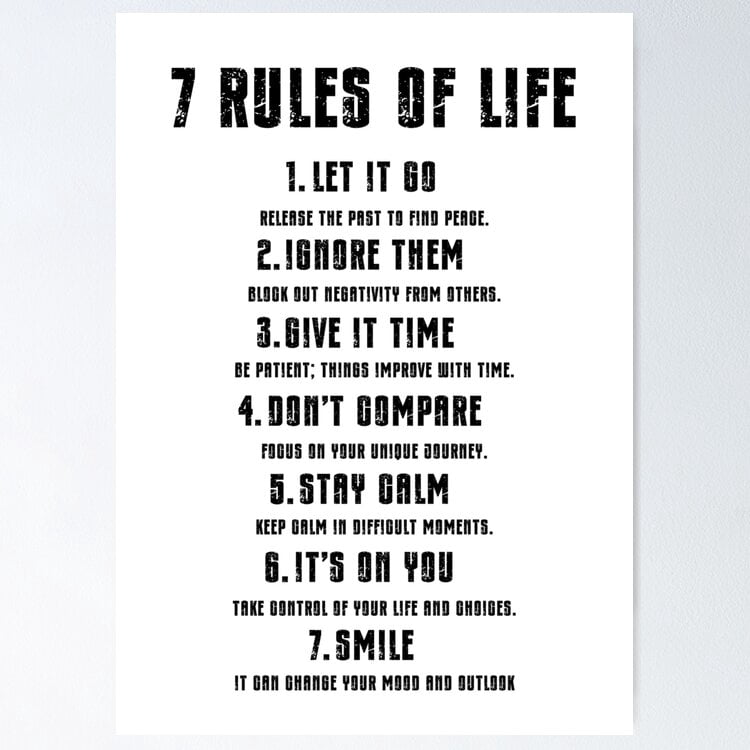 Rules Of Life Poster- Unframed Poster | Wall Art | Perfect For Home ...