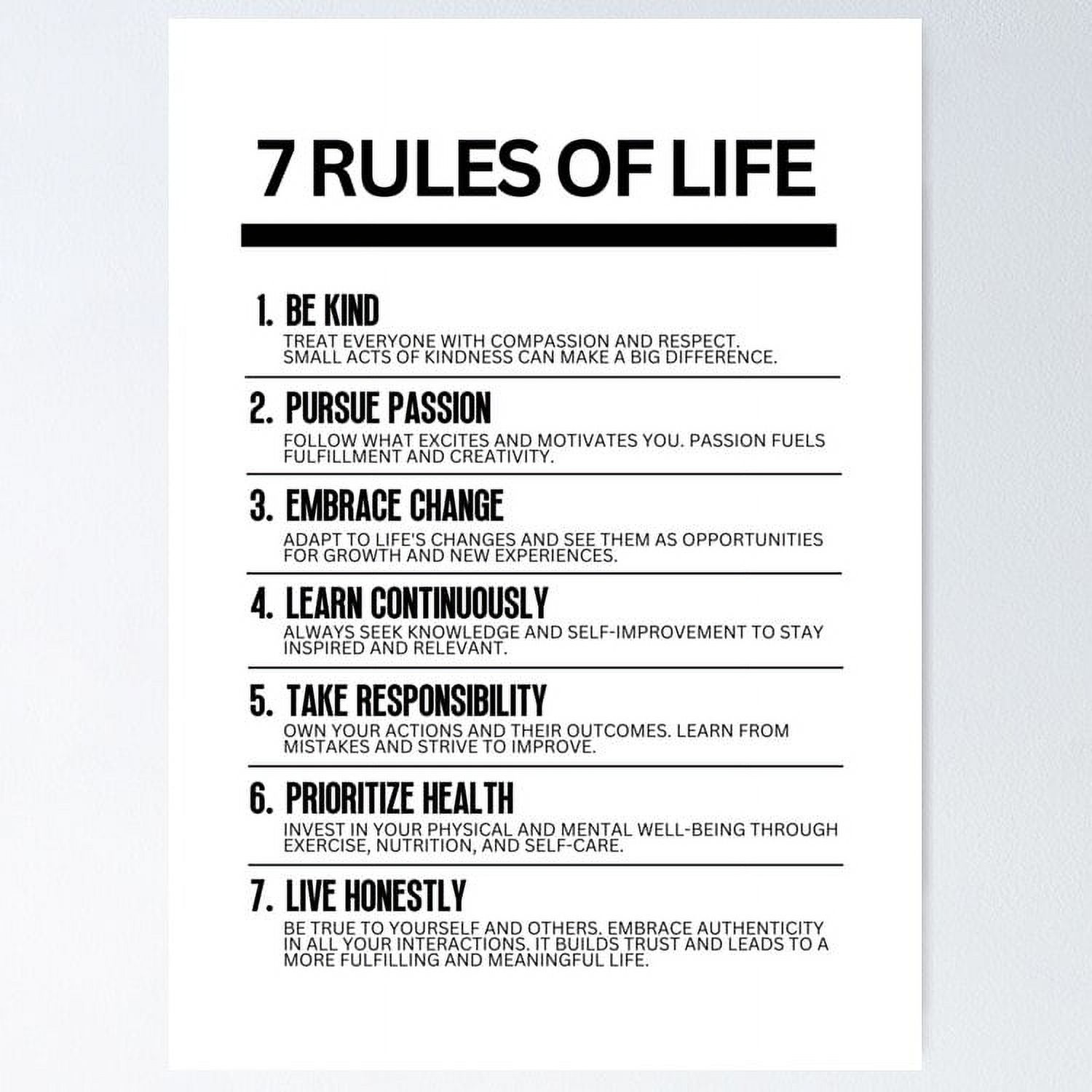 Rules Of Life UNFRAMED Poster, 18x24 - Walmart.com