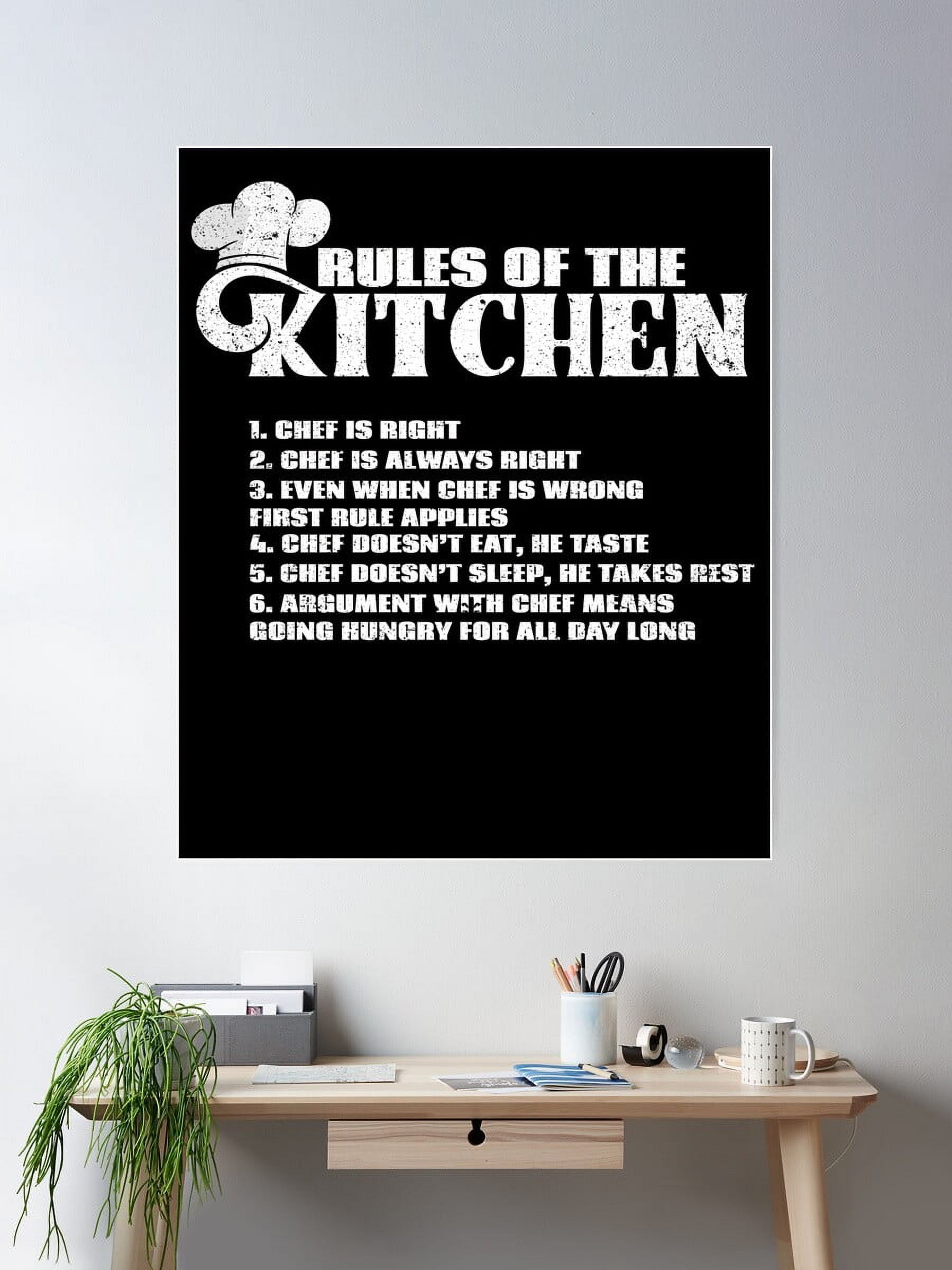 Rules Of The Kitchen Chef Cook Food Humor Joke Eat Poster Wall Art, Modern Wall Decor For Living ...