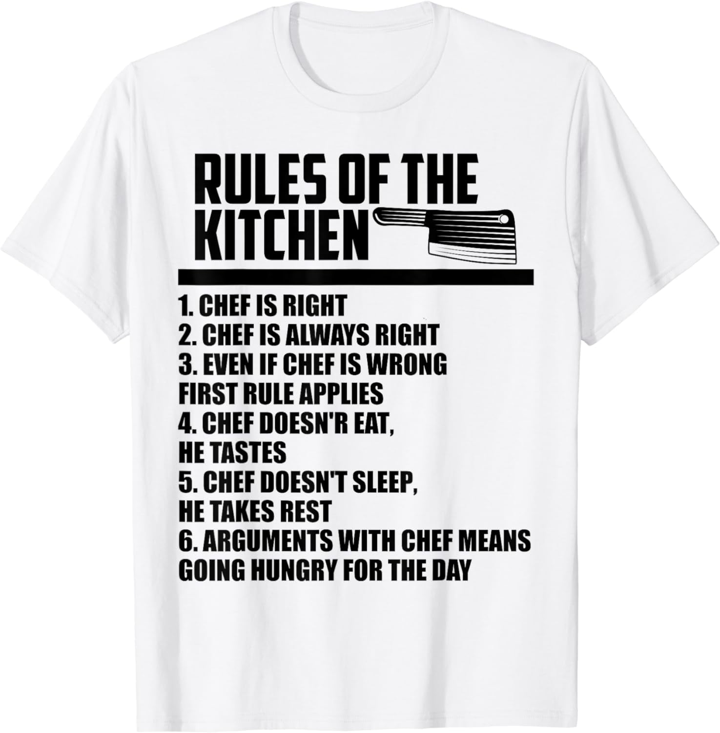 Rules Of The Kitchen Funny Master Cook Restaurant Chef Joke T-Shirt ...