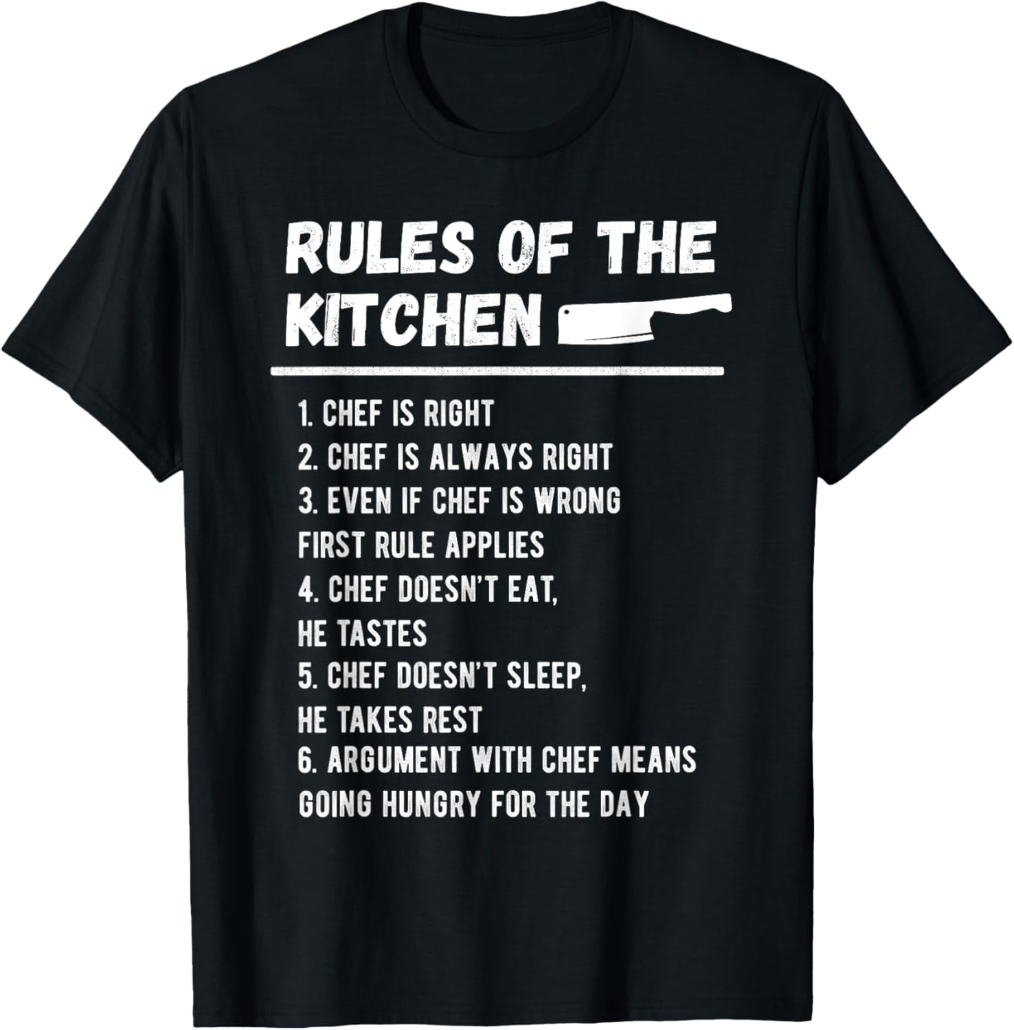 Rules Of The Kitchen Funny Master Cook Restaurant Chef Joke T-Shirt ...
