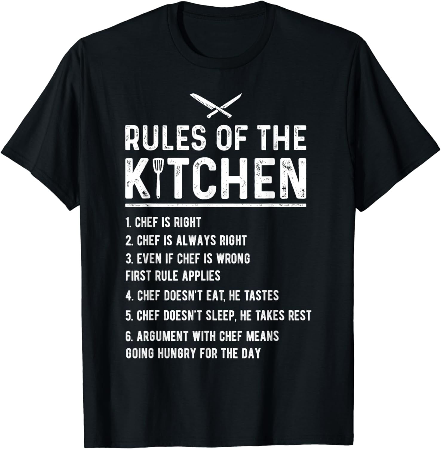 Rules Of The Kitchen Funny Master Cook Restaurant Chef Joke T-Shirt ...