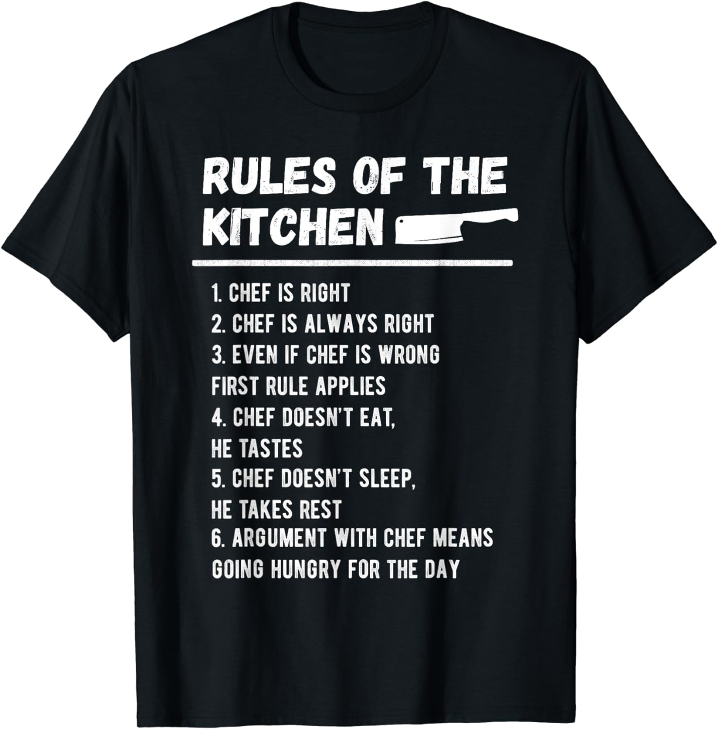 Rules Of The Kitchen Funny Master Cook Restaurant Chef Joke T-Shirt ...