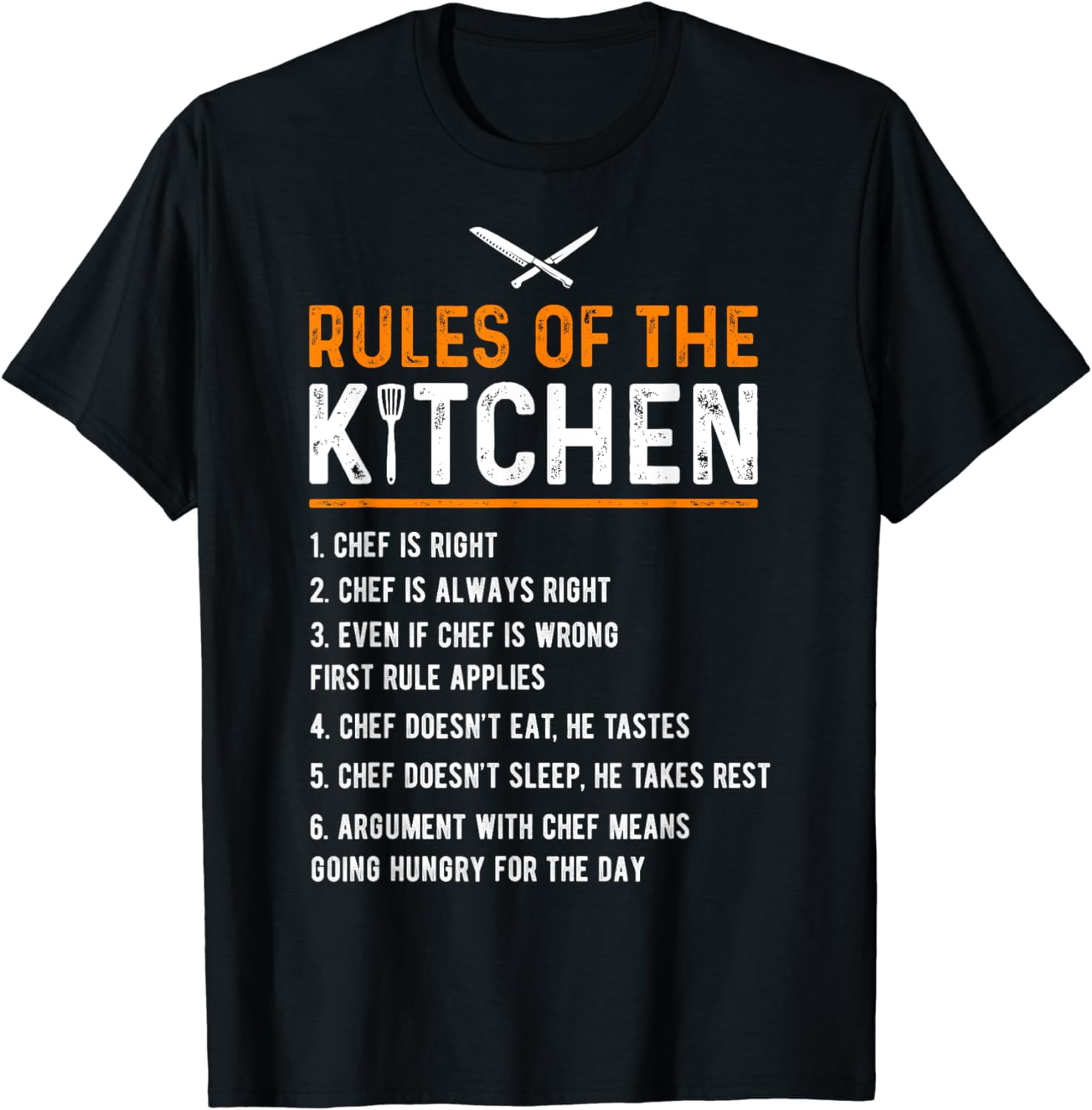 Rules Of The Kitchen Funny Master Cook Restaurant Chef Joke T-Shirt ...