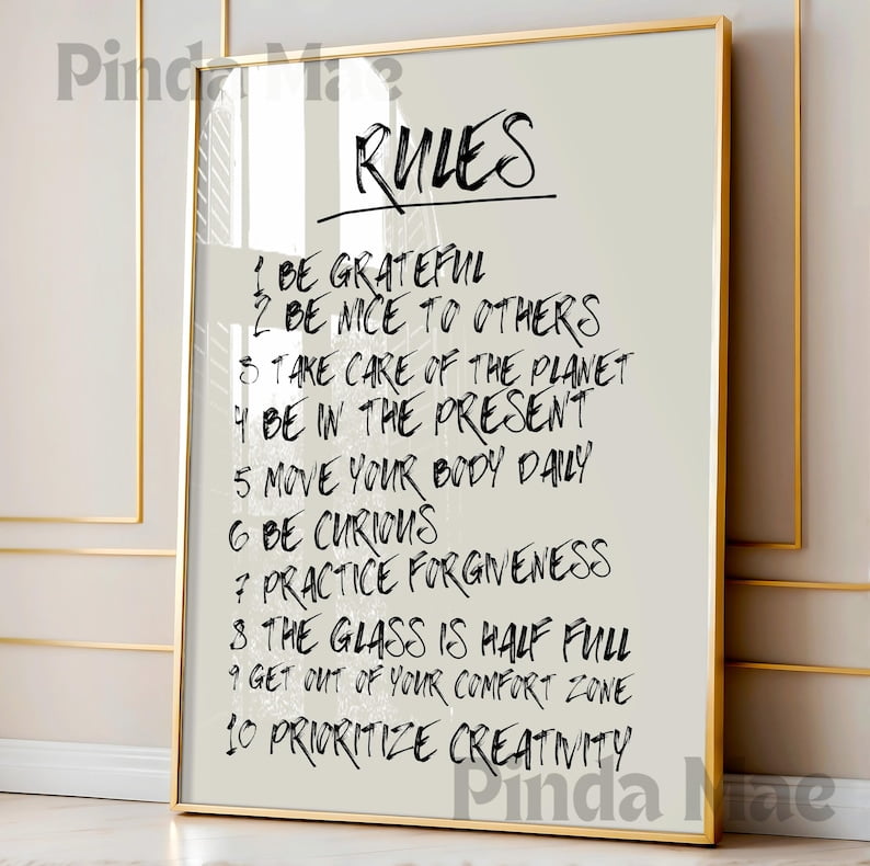 Rules Retro Poster, Preppy Room Decor, Maximalist Decor, Bar Cart ...