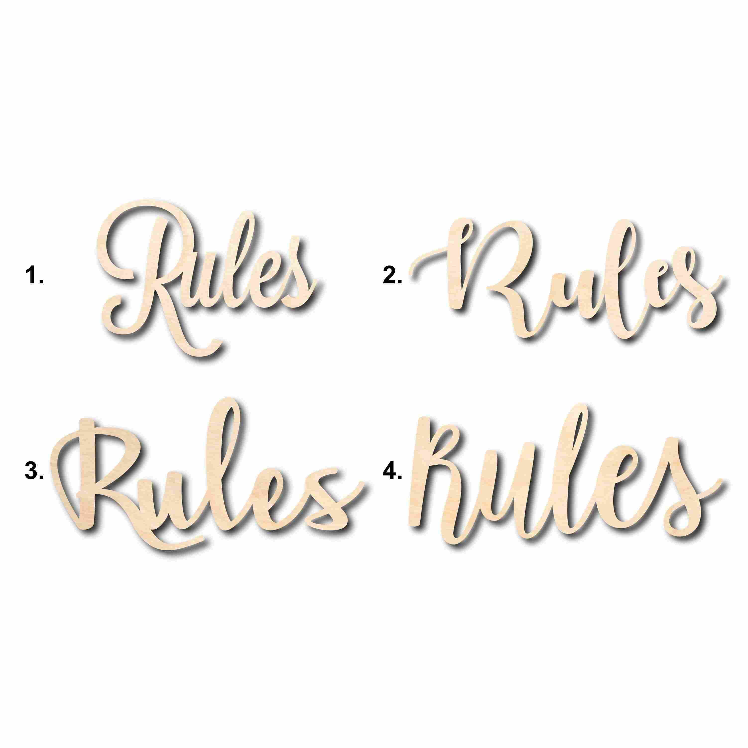 Rules Sign Unfinished Wood Cutout Home Decor DIY Option 2- 12" Wide / 1 ...