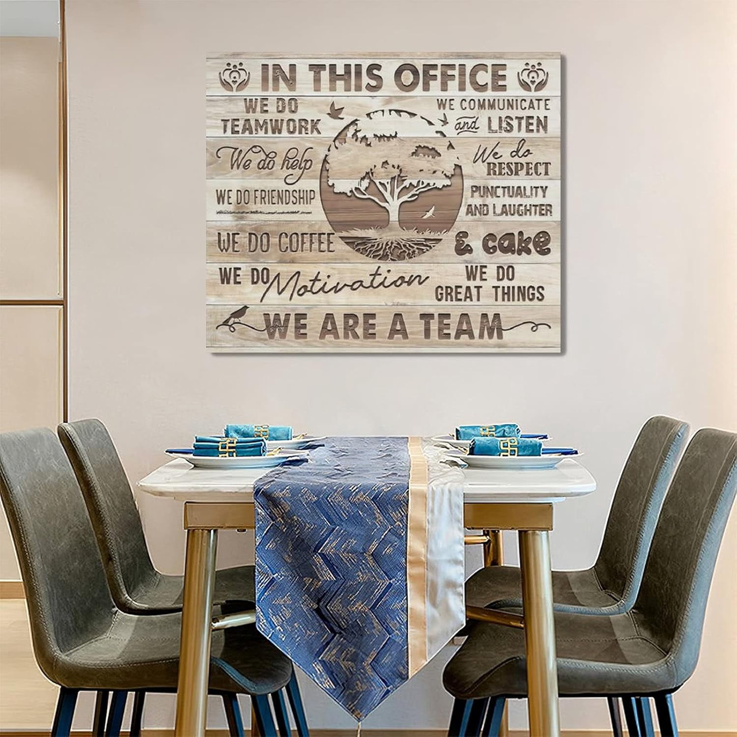 Rules Work As A Team Framed Canvas Wall Art - Inspirational Wall Art ...