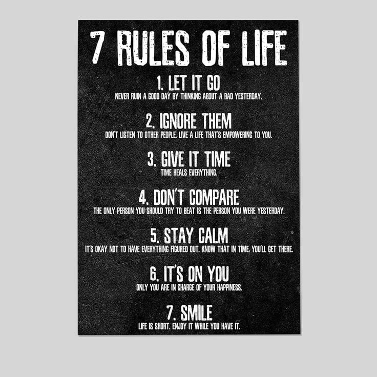 Rules of Life Motivational Poster Unframed, Printed on Premium ...