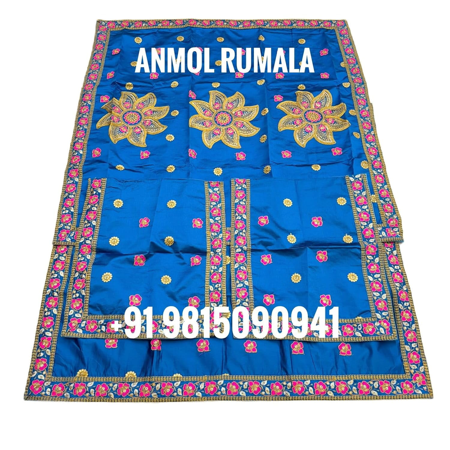 Rumala Sahib Double Set with Khadi Base and Cotton Lining Ferozi with ...