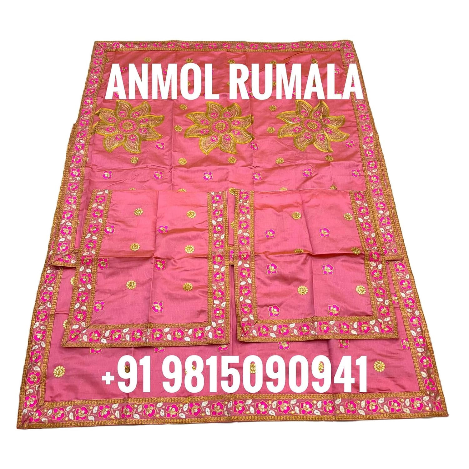 Rumala Sahib Double Set with Khadi Base and Cotton Lining Pink with ...