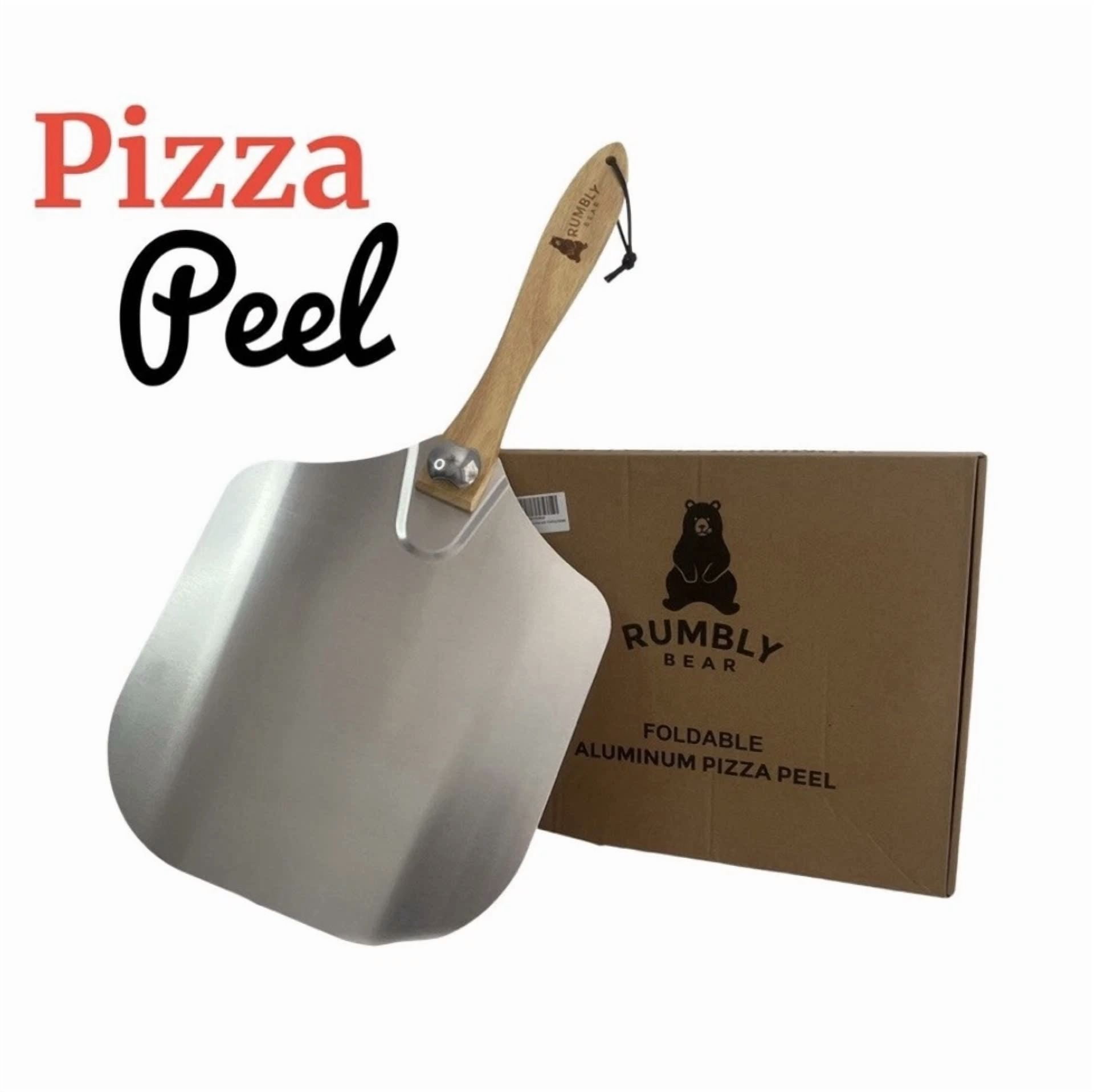 Rumbly Bear Aluminum Pizza Peel 12 Inch X 14 Inch With Folding Wood ...