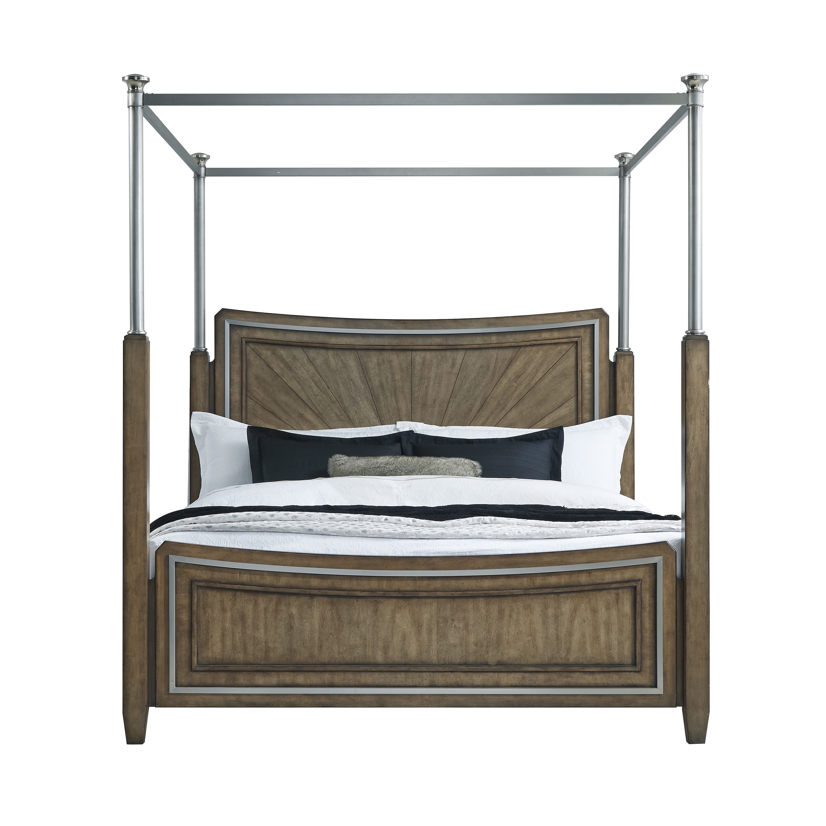 Free Shipping! Home Fare Rumi Queen Metal Canopy Headboard with Wood ...