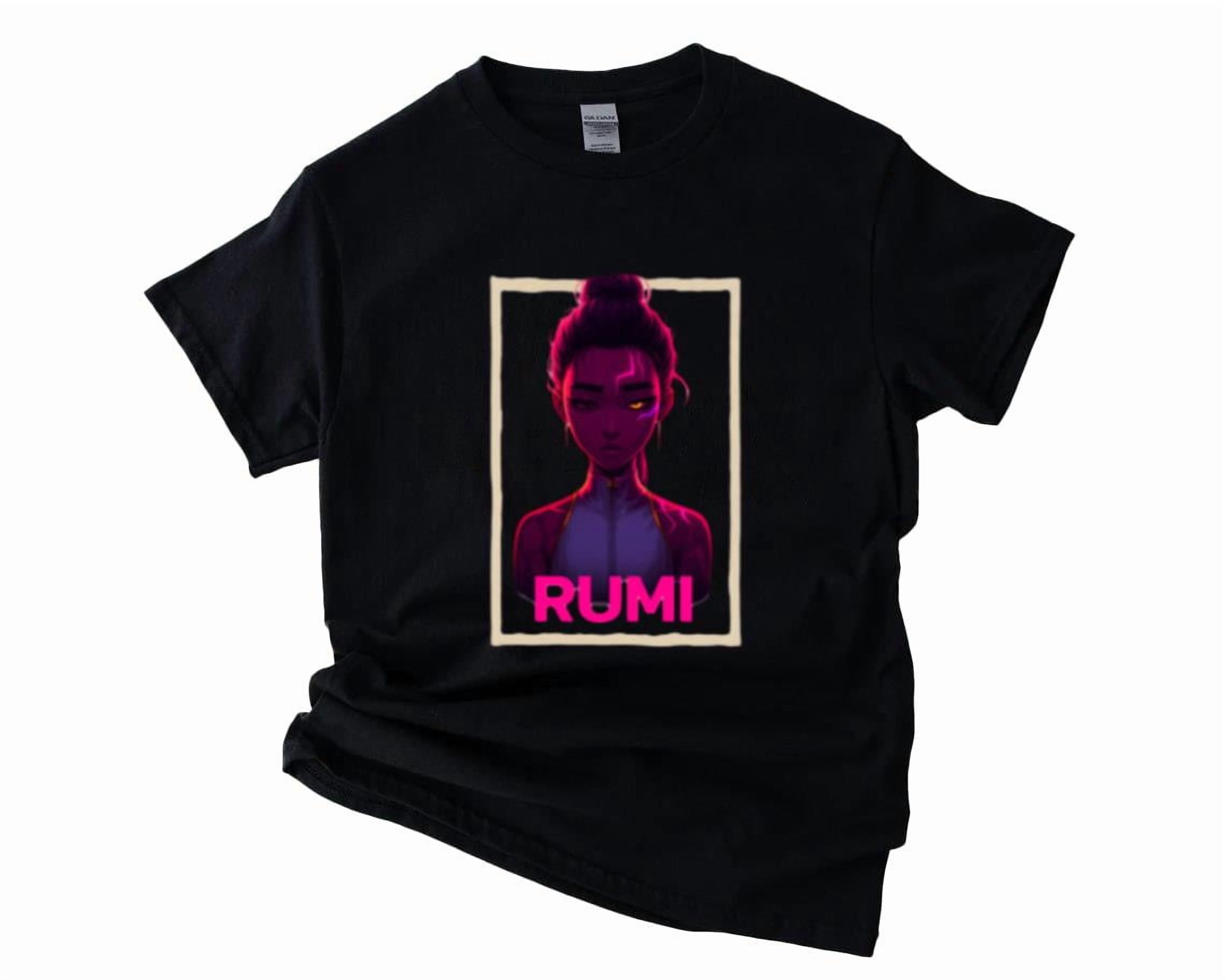 Rumi Ember Gaze K-Pop Demon Hunters Dark Neon Fan Art Style Unisex T ...