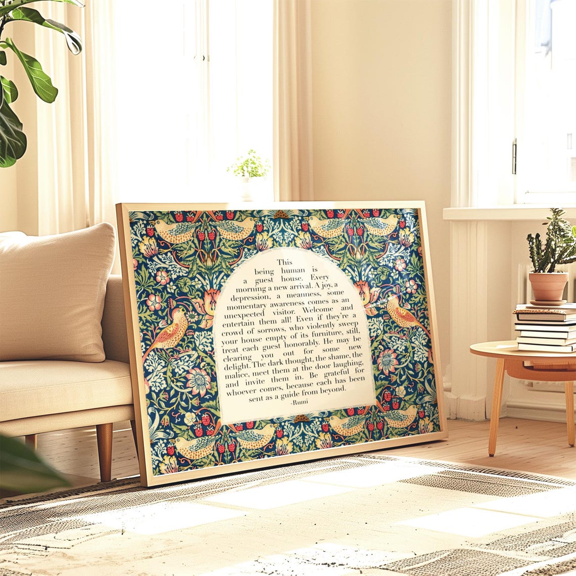 Rumi Guest House Quote, Vintage Inspired Mental Health Wall Art ...