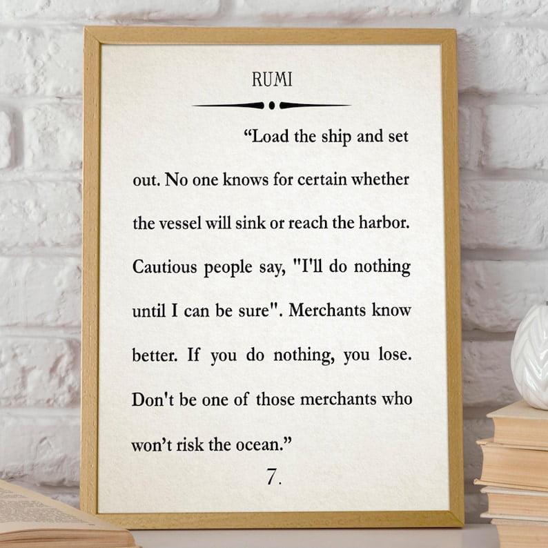 Rumi Quote Rumi Book Art Rumi Poster Inspirational Art Inspiring ...
