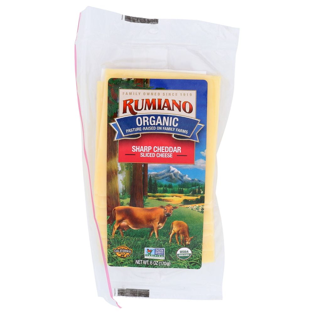 Rumiano Cheese Organic Sliced Sharp Cheddar Cheese, 6 Ounce -- 12 per ...
