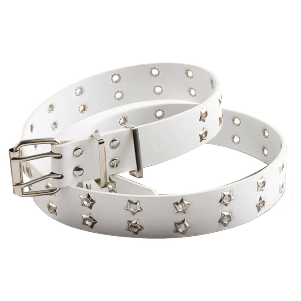 Rumida Grommet Belt Studded Leather Belt Gothic Punk Belt with Double ...