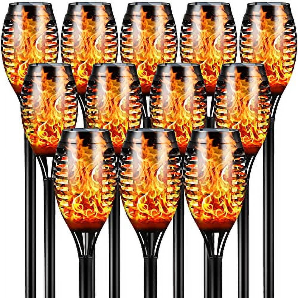 Rumiom 12LED Solar Torch Lights, 12 Pack, IP65 Waterproof Flickering ...