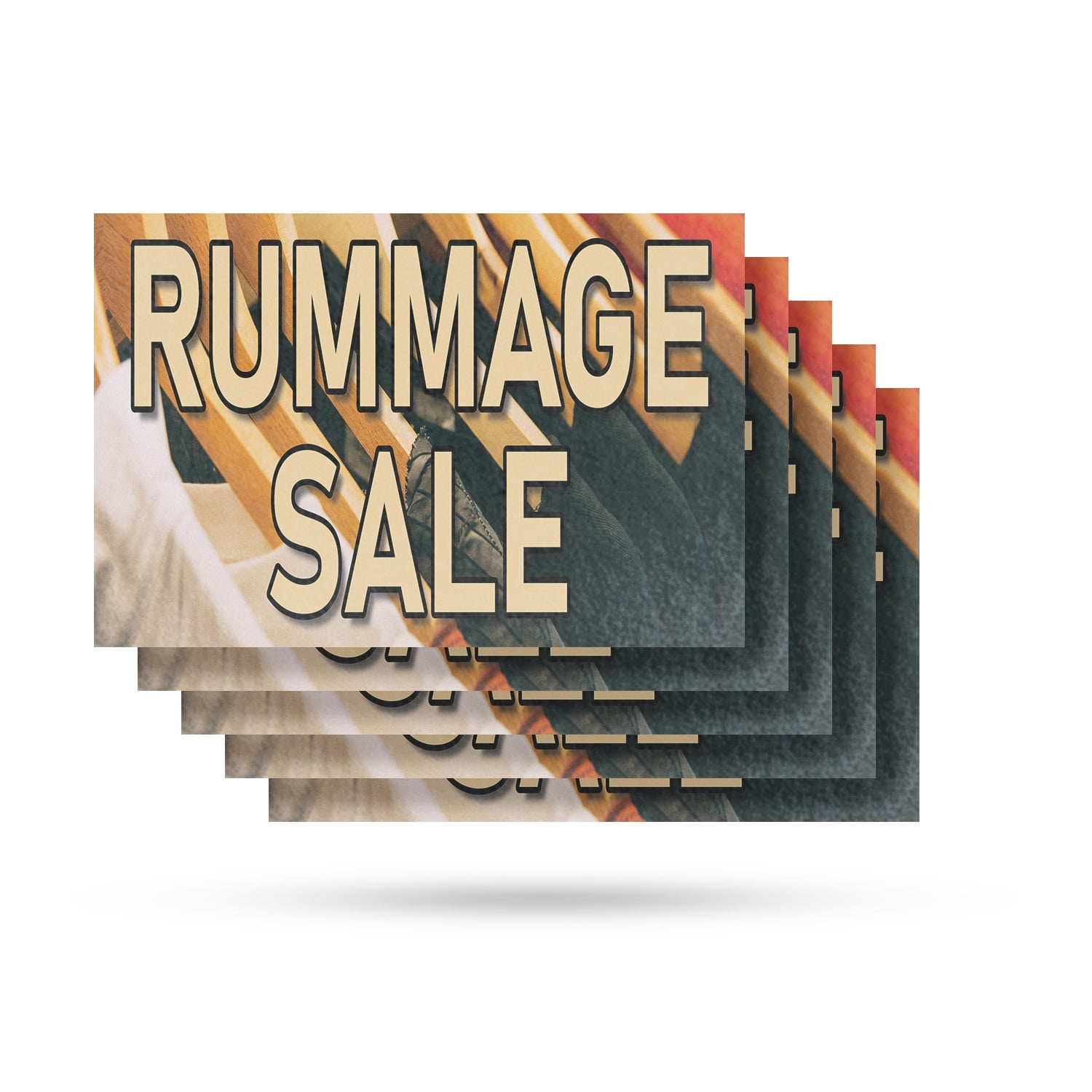 Rummage Sale Vinyl Decal 5 Pack of 18 Inch x 24 Inch Weatherproof Heavy ...