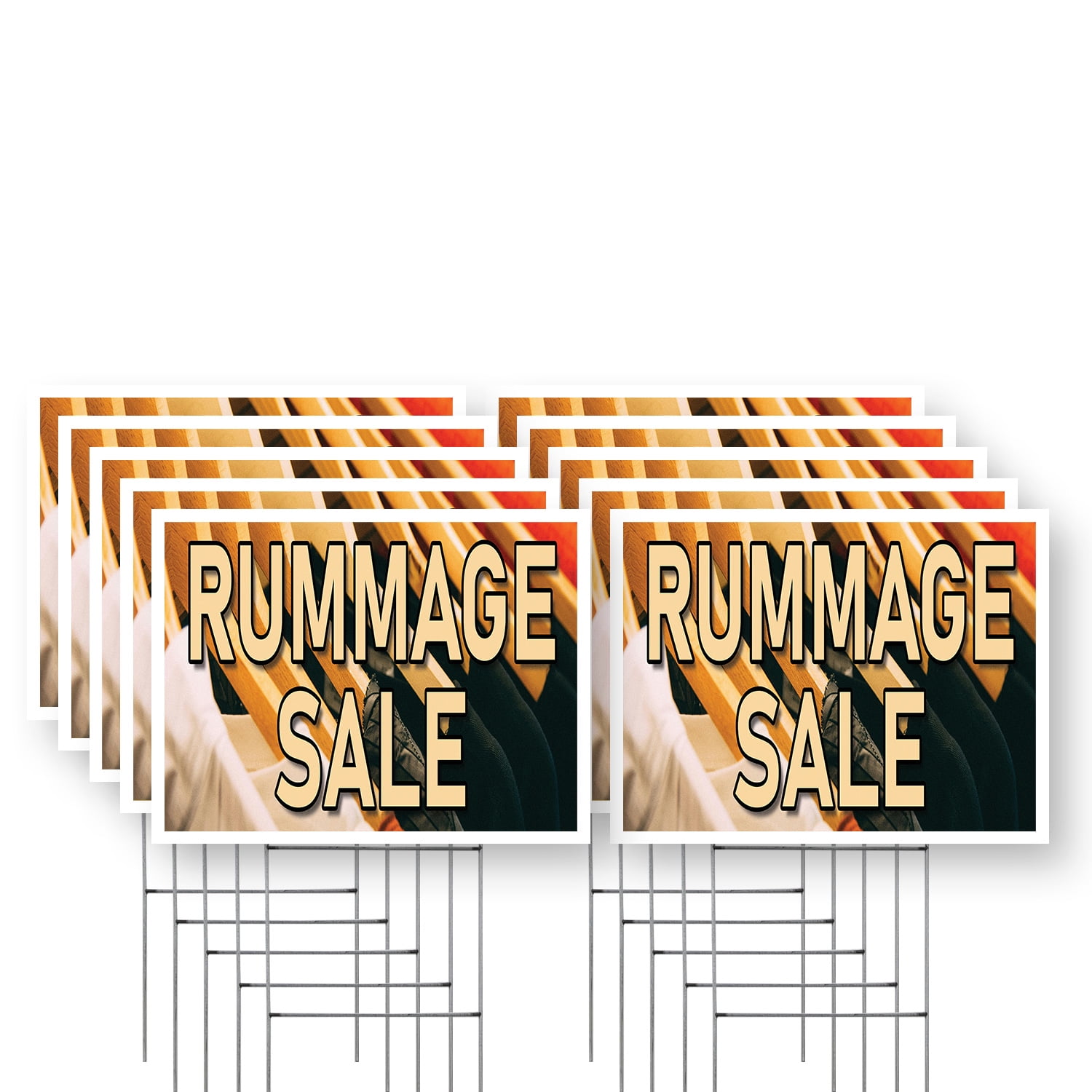 Rummage Sale Yard Sign 10 Pack of 18 Inch x 24 Inch Double Sided ...