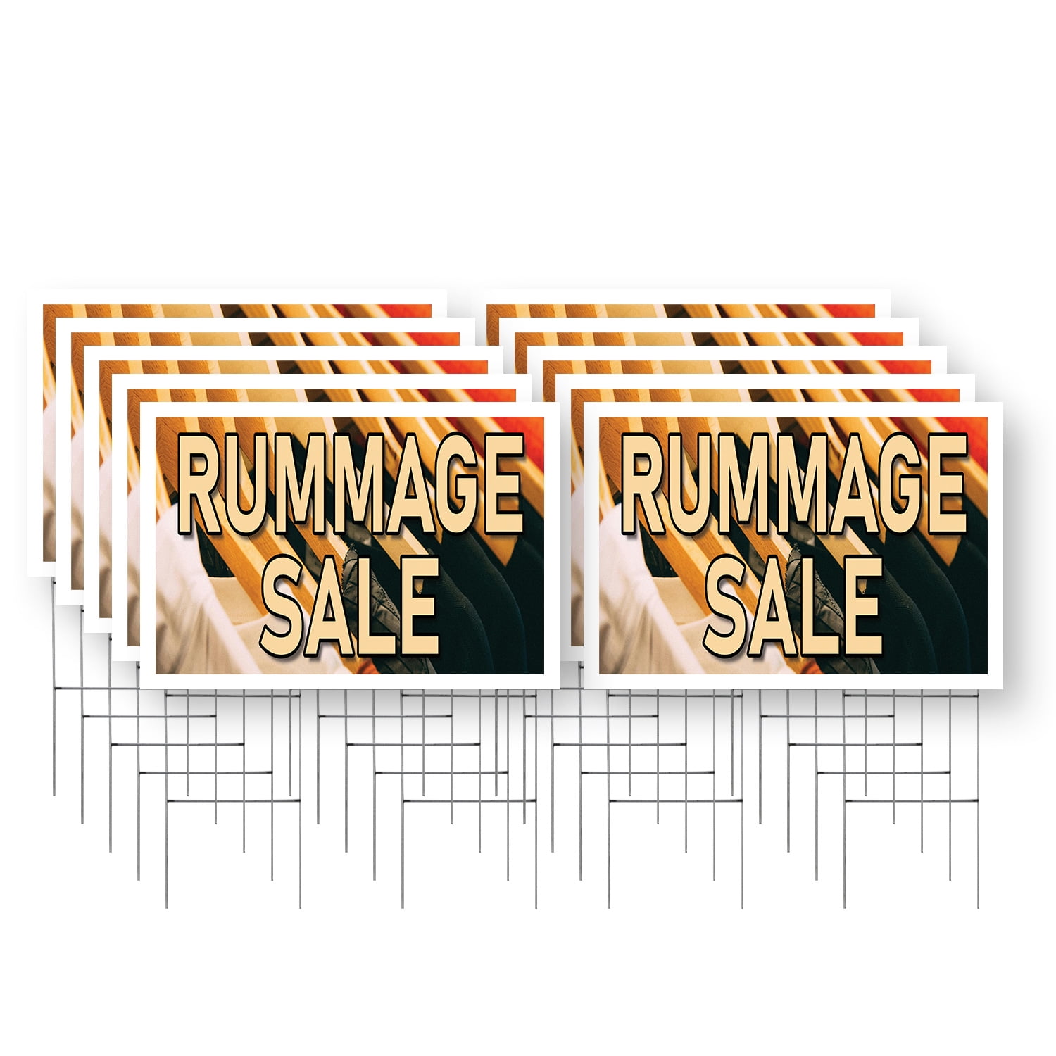 Rummage Sale Yard Sign 10 Pack of 24 Inch x 36 Inch Double Sided ...