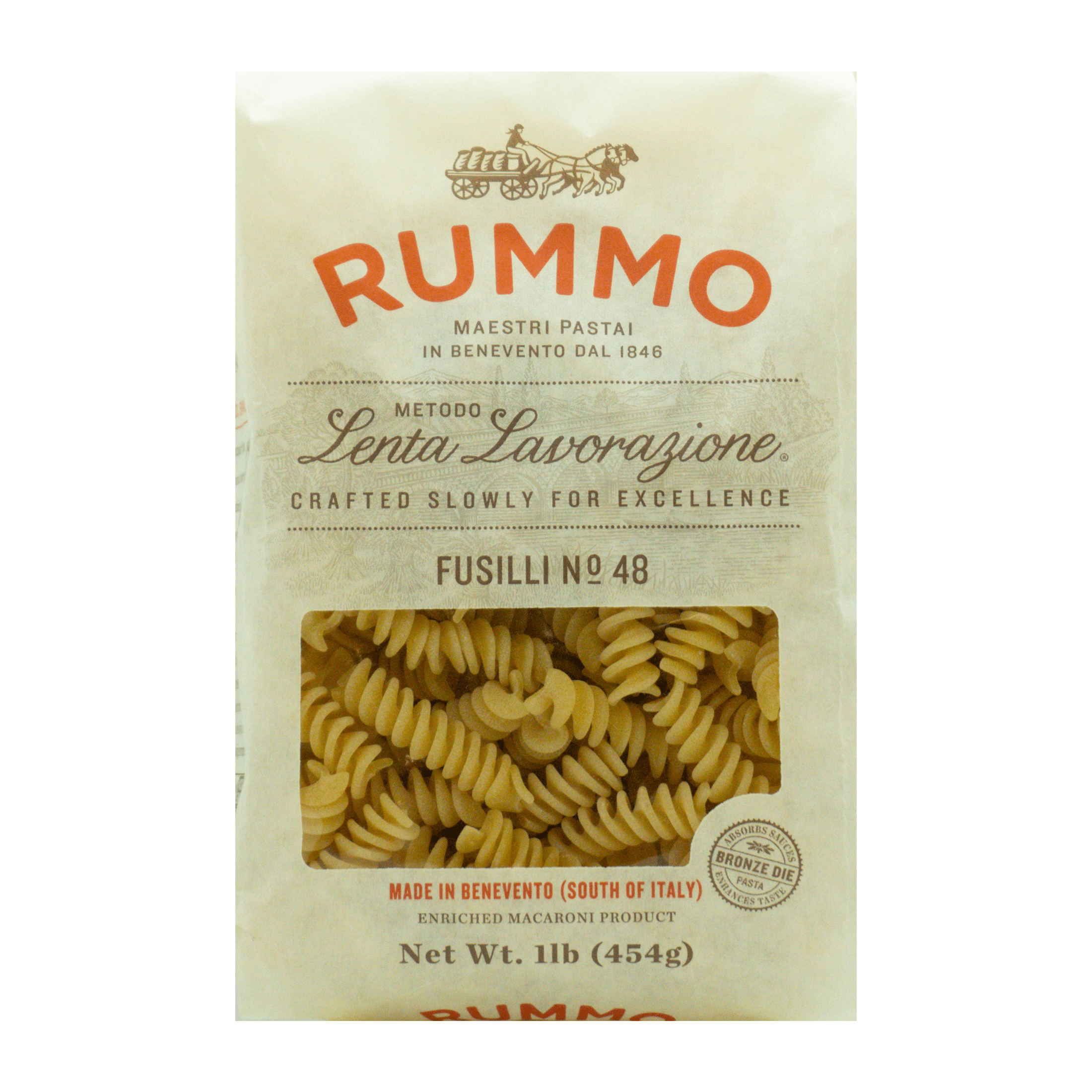 Rummo Italian Pasta Fusilli No.48, Dairy Free, Contains Wheat,Shelf ...