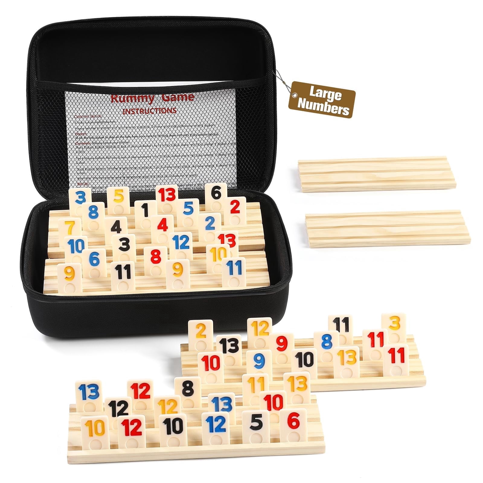 Rummy Cube 6 Player Edition with 6 Wooden Racks/Trays, 160 Large ...
