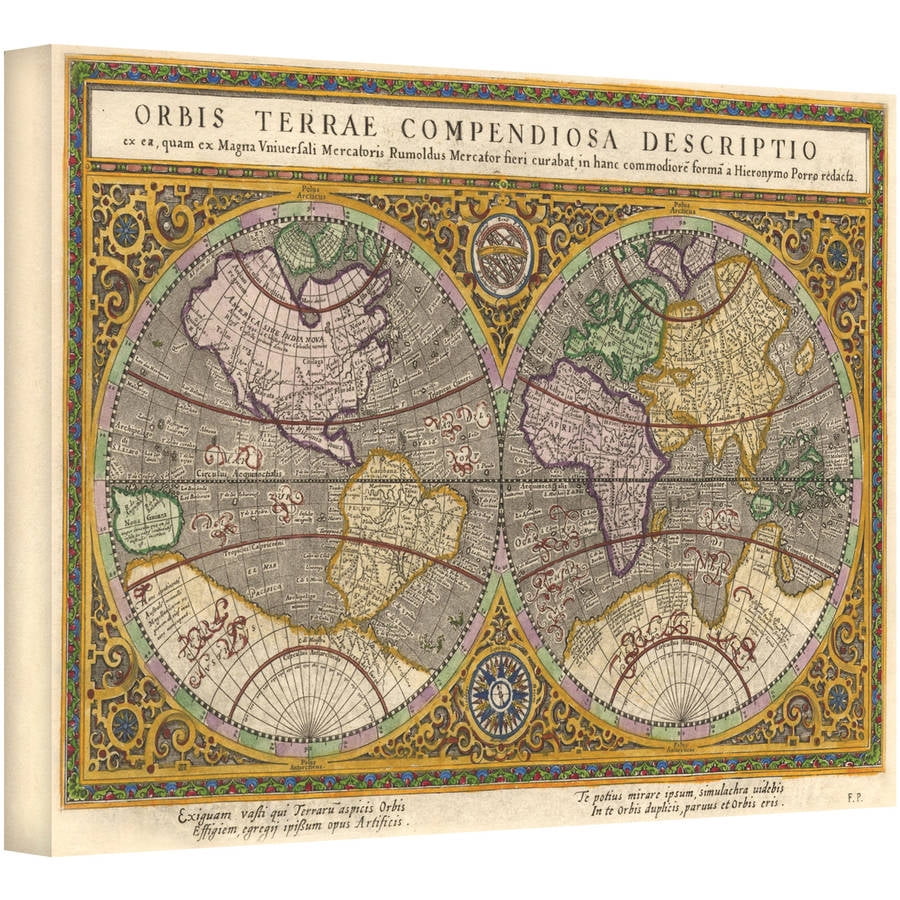 Rumold Mercator "Orbis Terrae Compendiosa Descritio" Gallery-Wrapped Canvas - Walmart.com