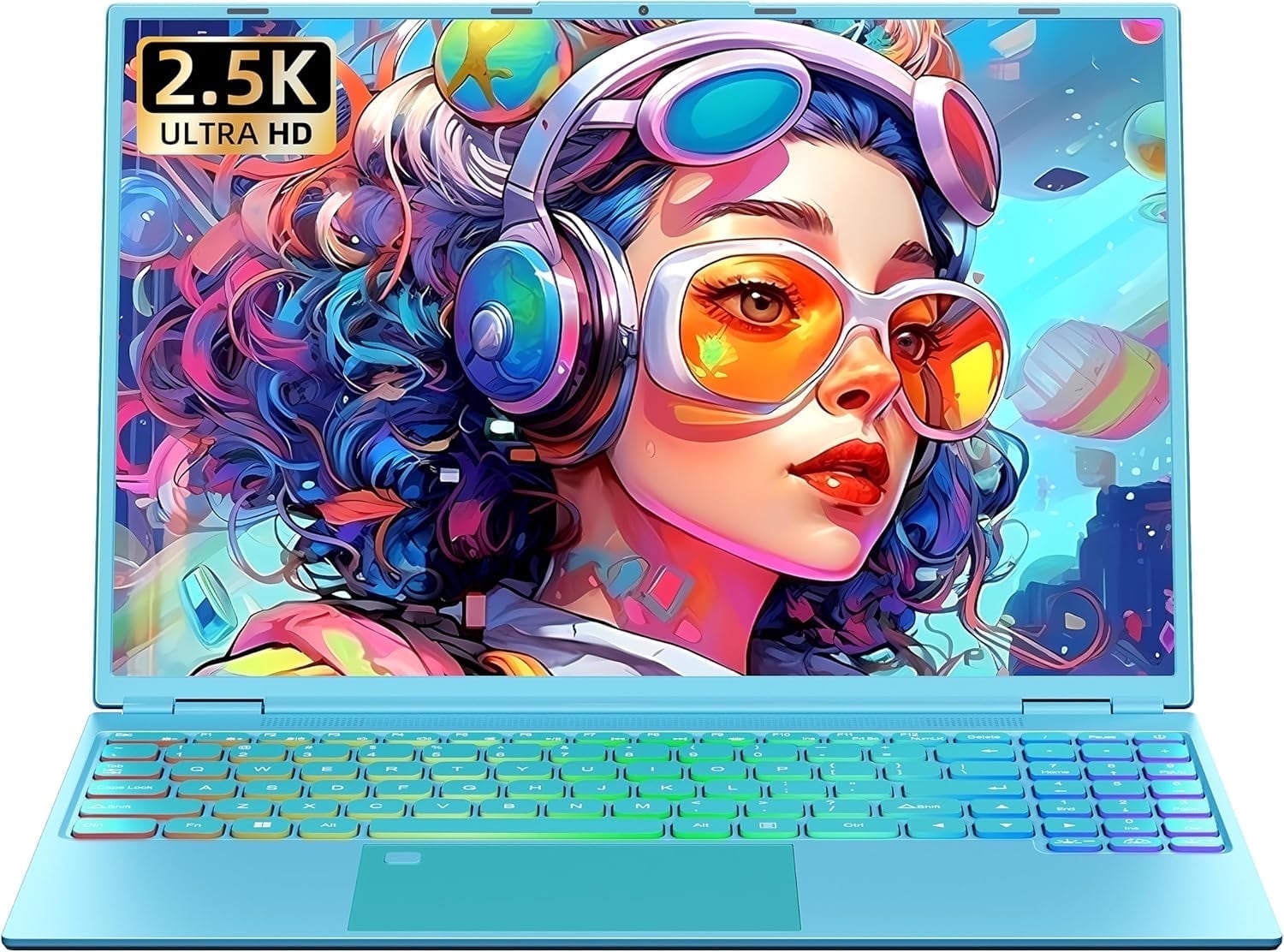 16" Blue Laptop, 2.5K QHD(2560x1600) IPS,Celeron N5095, 12G RAM 512G SSD, Win 11/Office 2019 ...