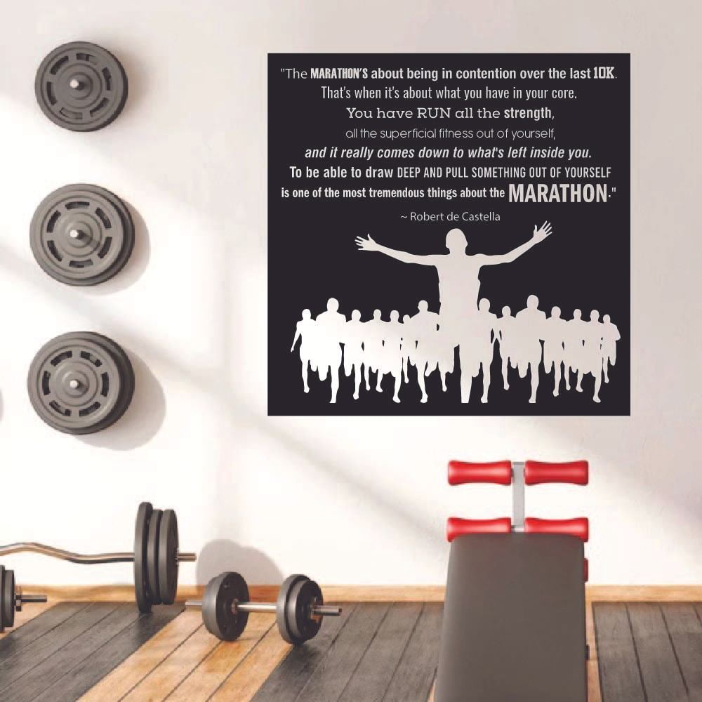 Run All The Strength Marathon Running Motivation Quote Wall Sticker Art ...