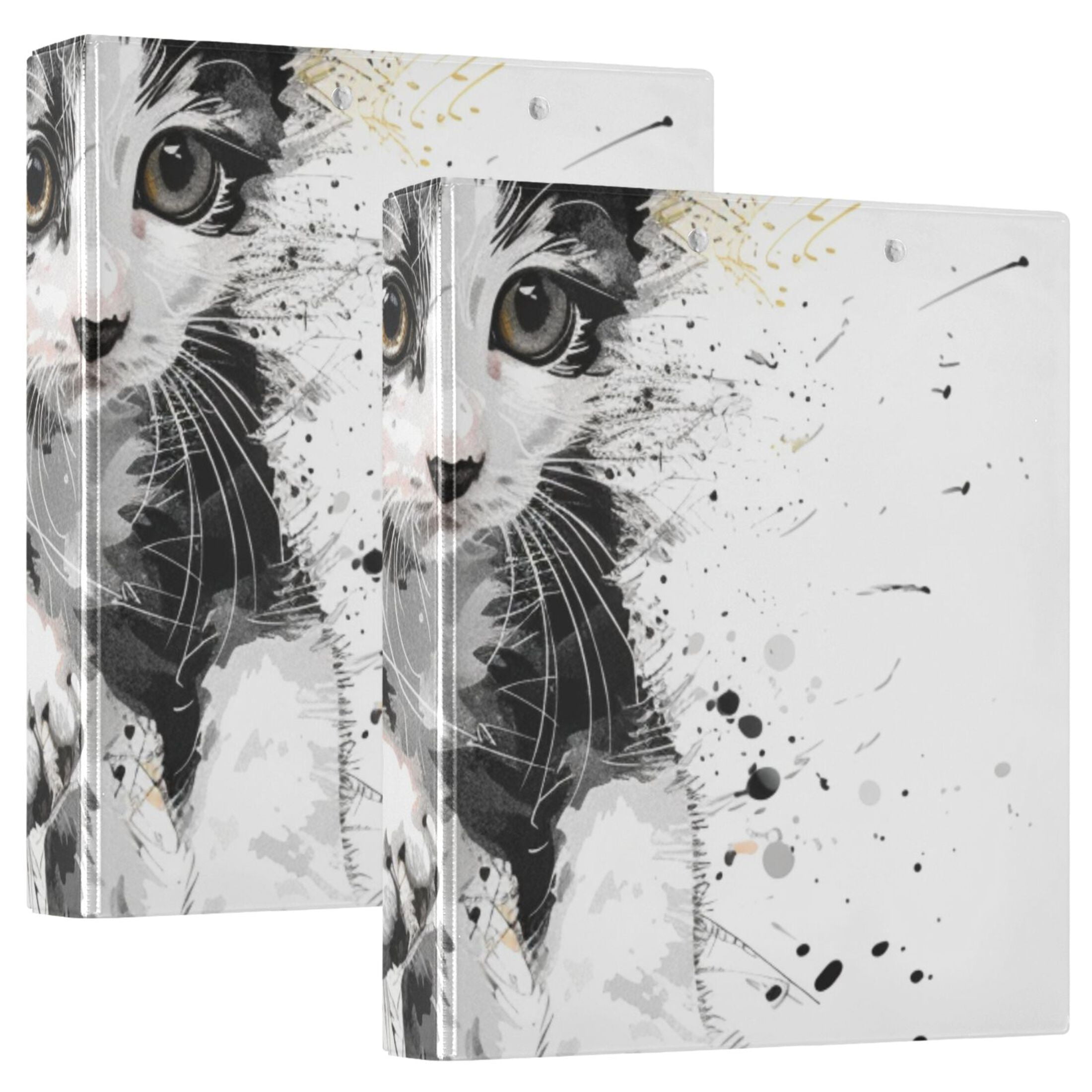 Run Black and White Cat 3 Ring Binders 1.5 inch Hardcover File Folders ...