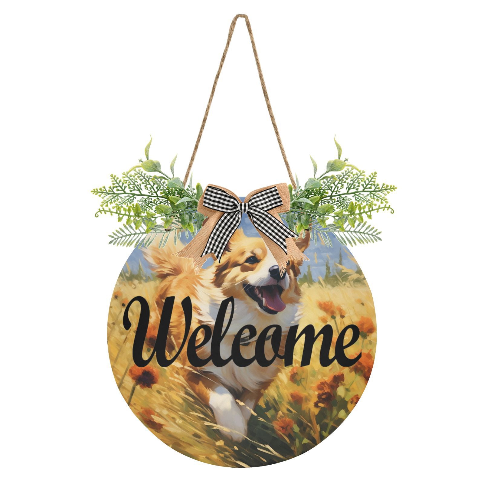 Run Dog Welcome Sign for Front Door Wreath Door Sign for Farmhouse ...