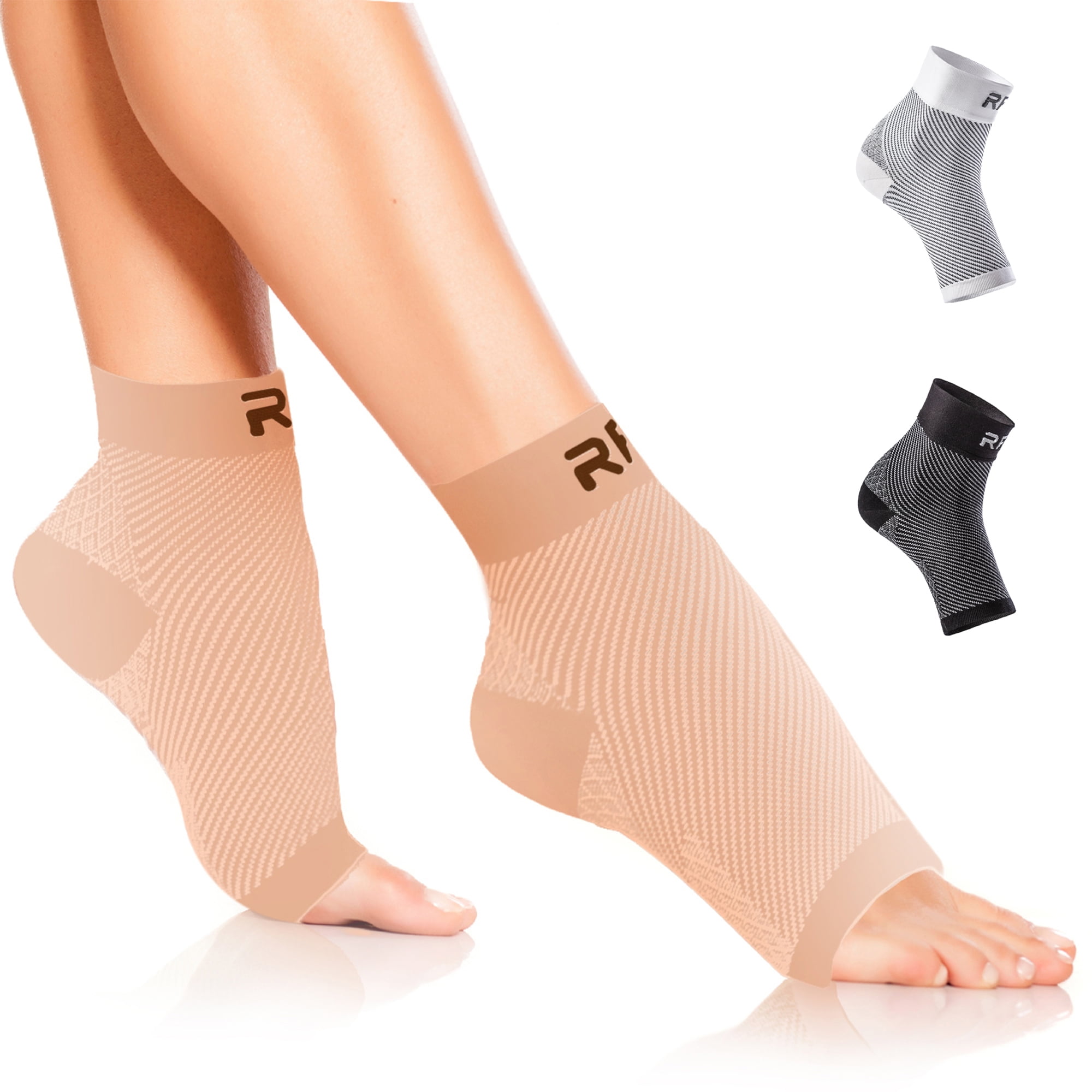 Run Forever Sports Plantar Fasciitis Foot Compression Sleeves Beige ...