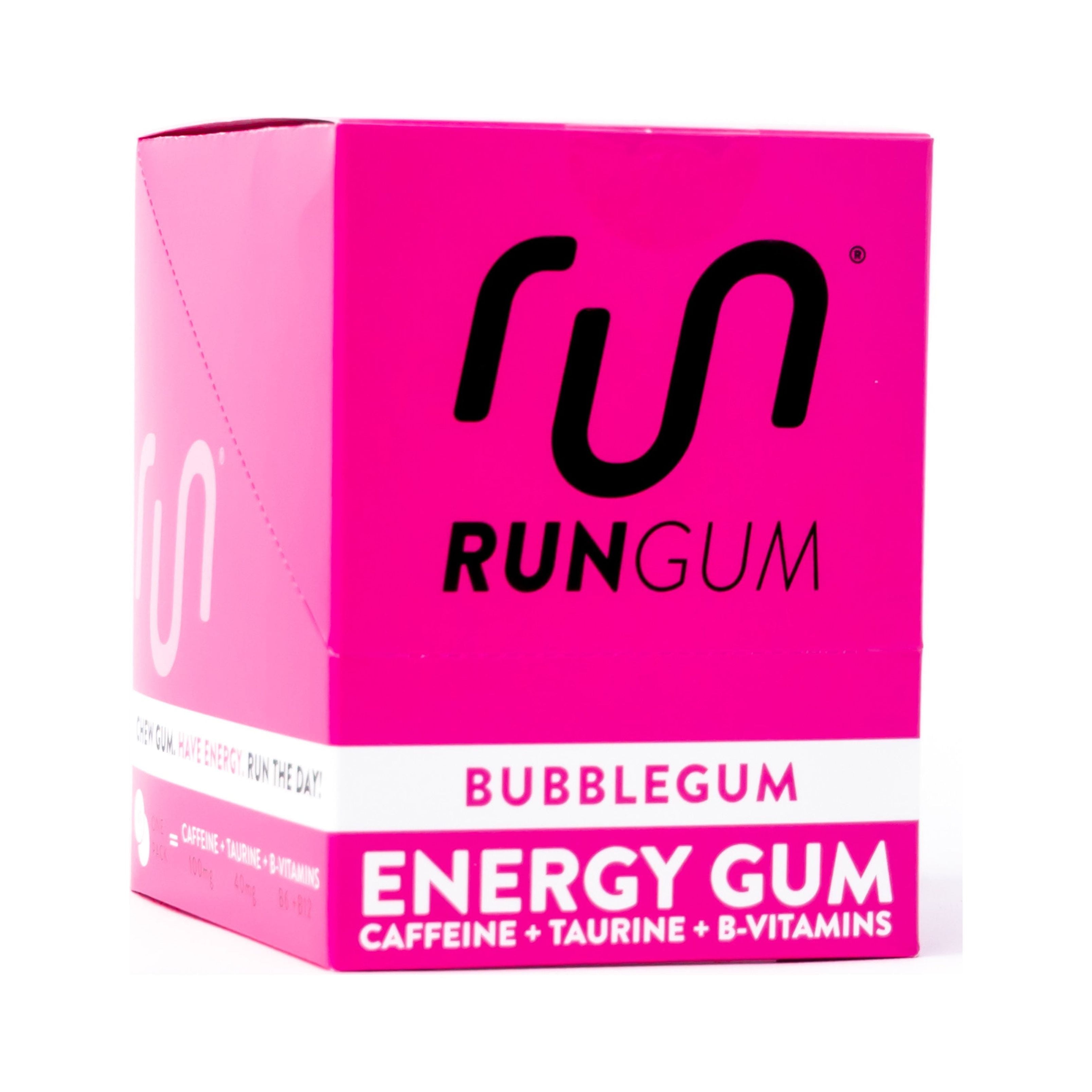 Run Gum Bubblegum Energy Gum 50mg Caffeine Taurine & B-Vitamins per ...
