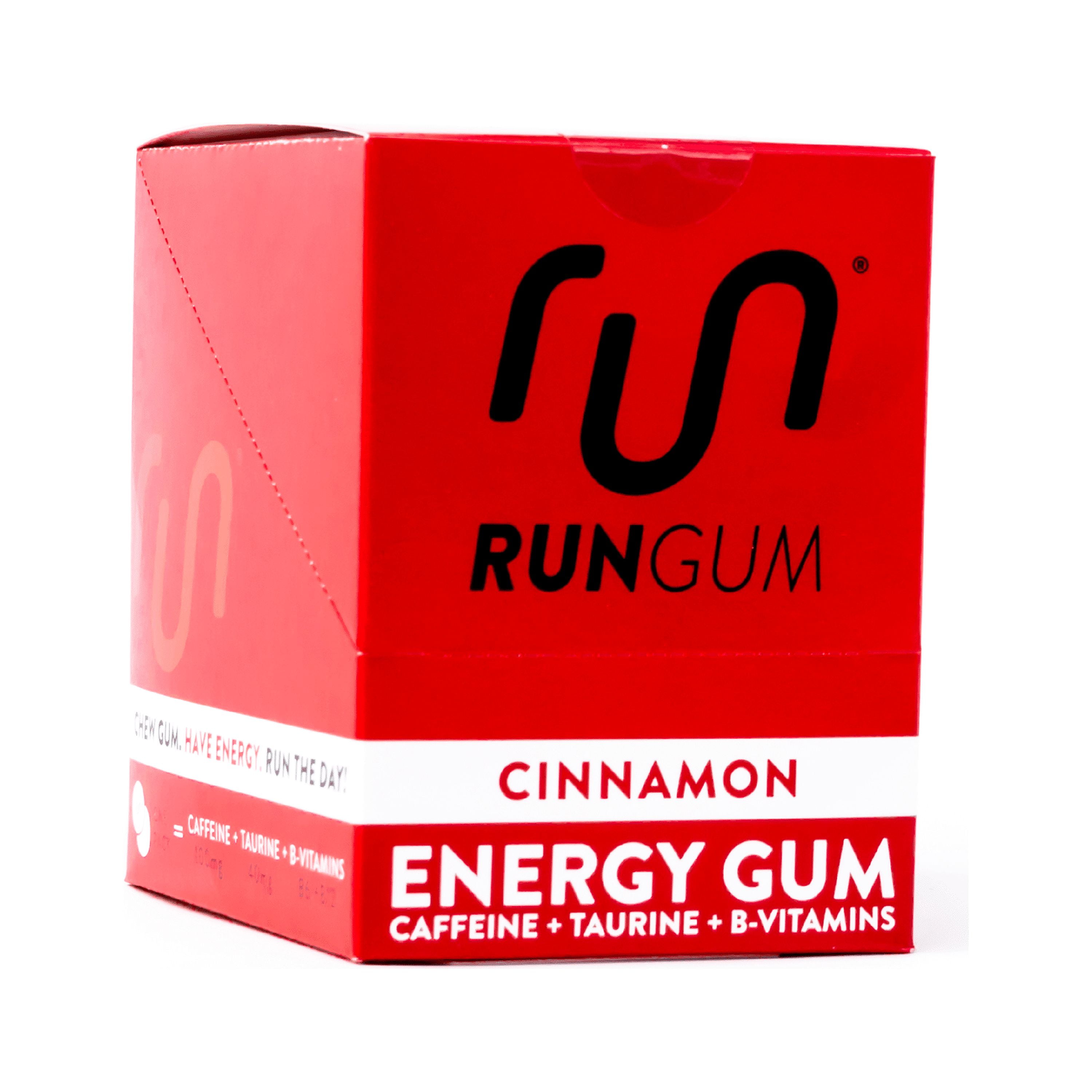Run Gum Cinnamon Energy Gum 50mg Caffeine Taurine & B-Vitamins per ...