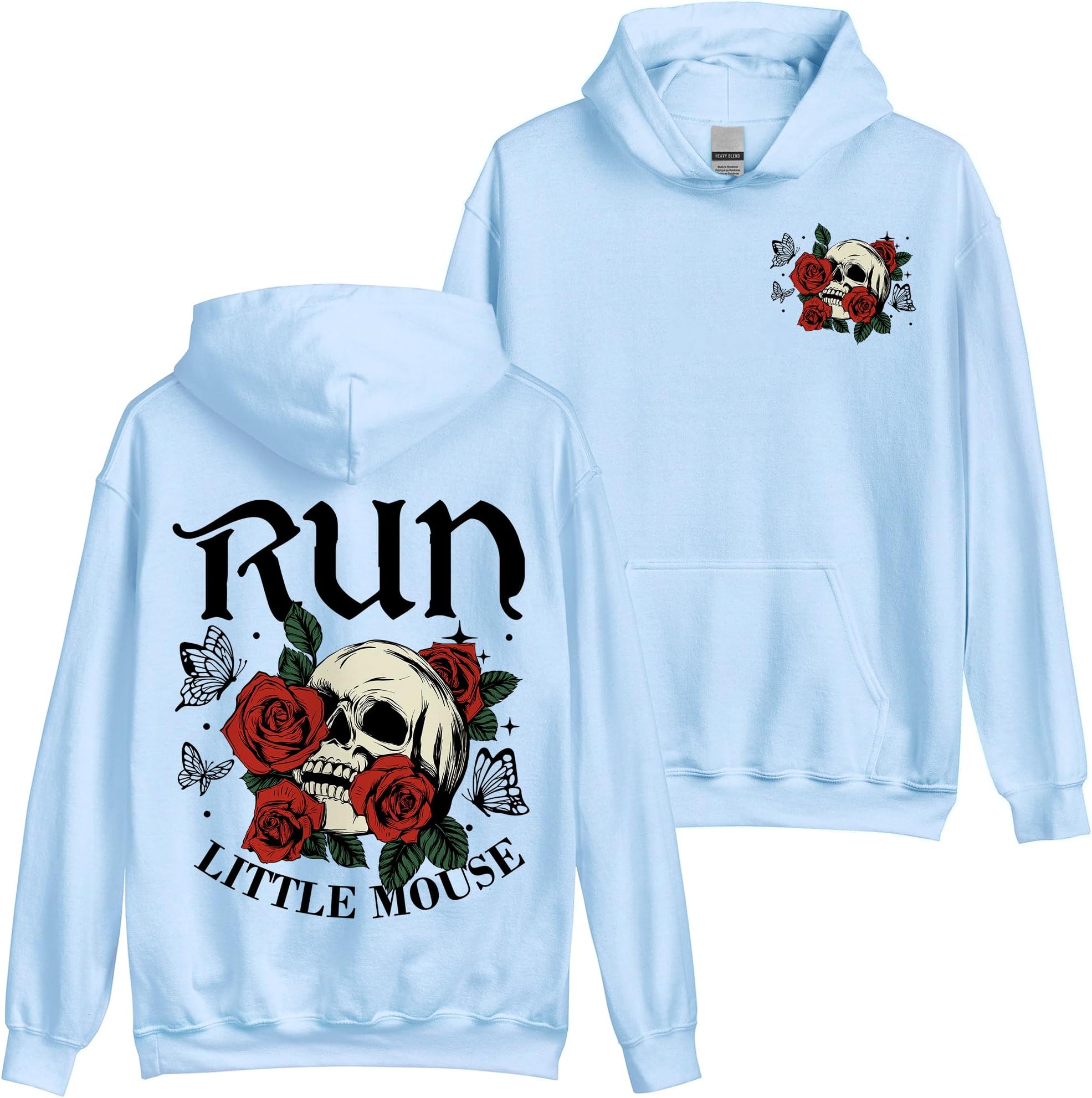 Run Little Mouse Hoodie - 2 Sides Graphic Haunting Adeline Roses and ...