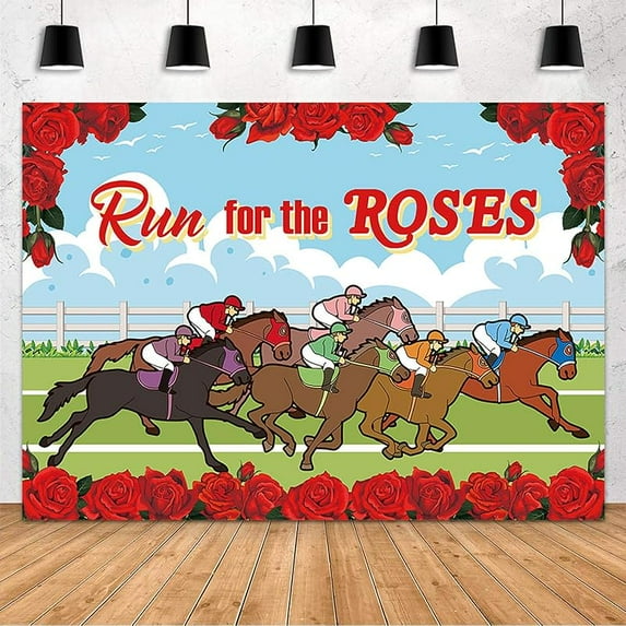 Run for The Roses Decorations Backdrop Day Background Banner Supplies ...