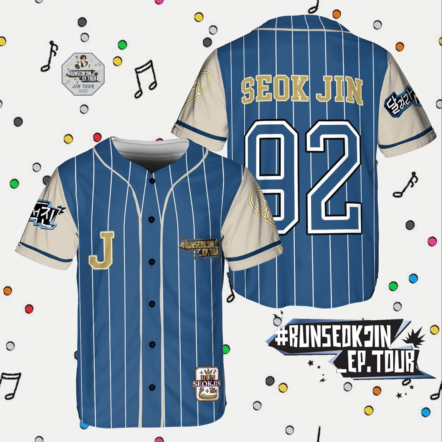 Run SeokJin Ep Tour 2025 Baseball Jersey, Jin Concert T-Shirt 2025, BTS ...