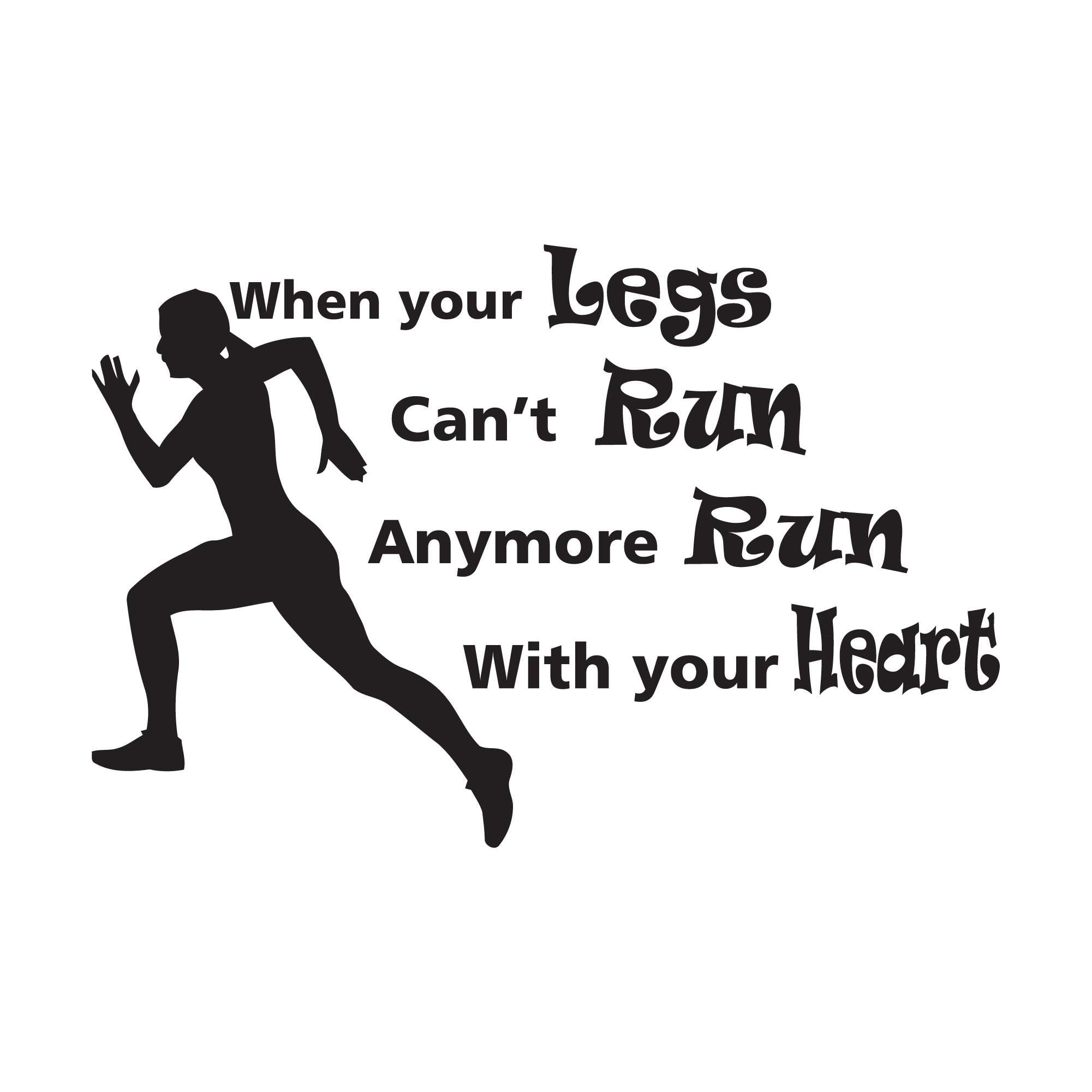 Run With Your Heart Motivational Fitness Gym Life Quote Vinyl Decal ...