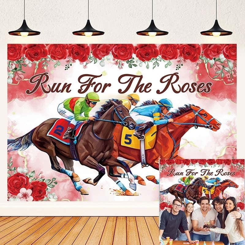 Run for The Roses Backdrop Horse Racing Themed Photography Background ...