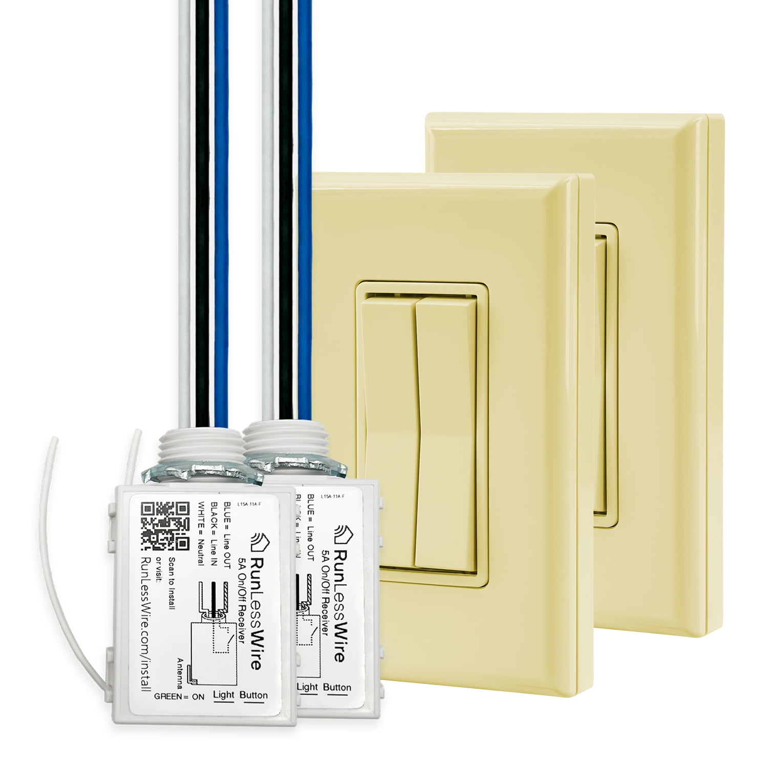 RunLessWire 3-Way Fan & Light On/Off Wireless Battery-Free Remote Light ...