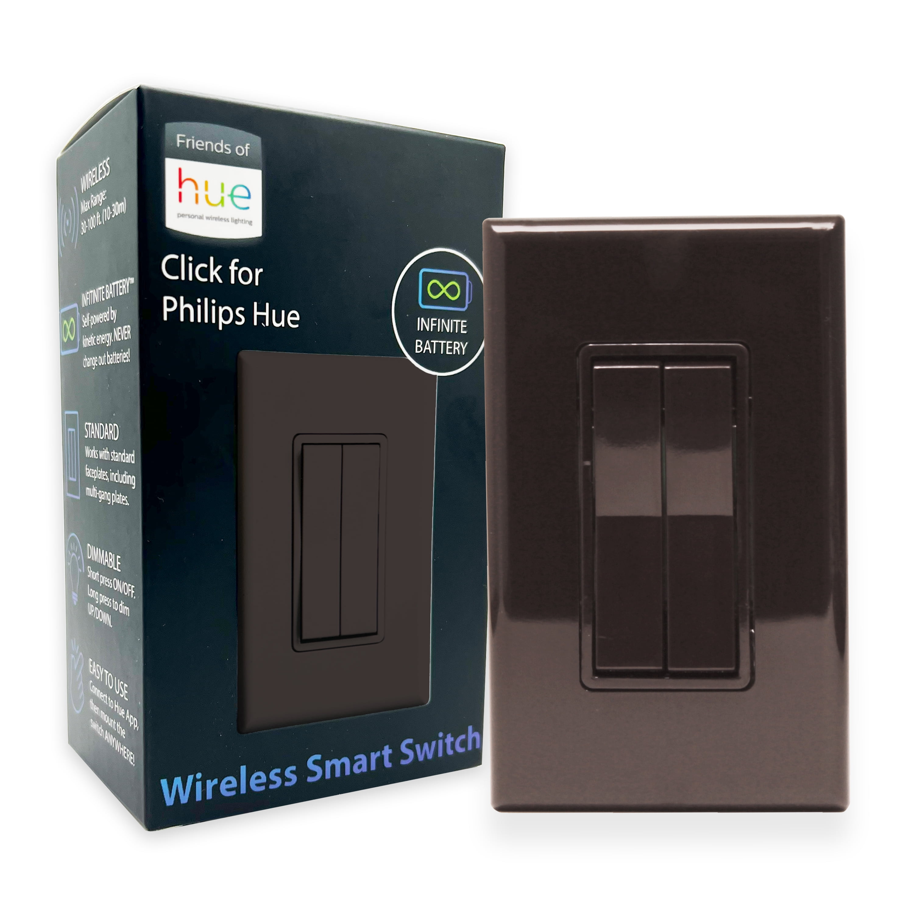 RunLessWire Click for Philips Hue Wireless Battery-Free Smart Dimming ...