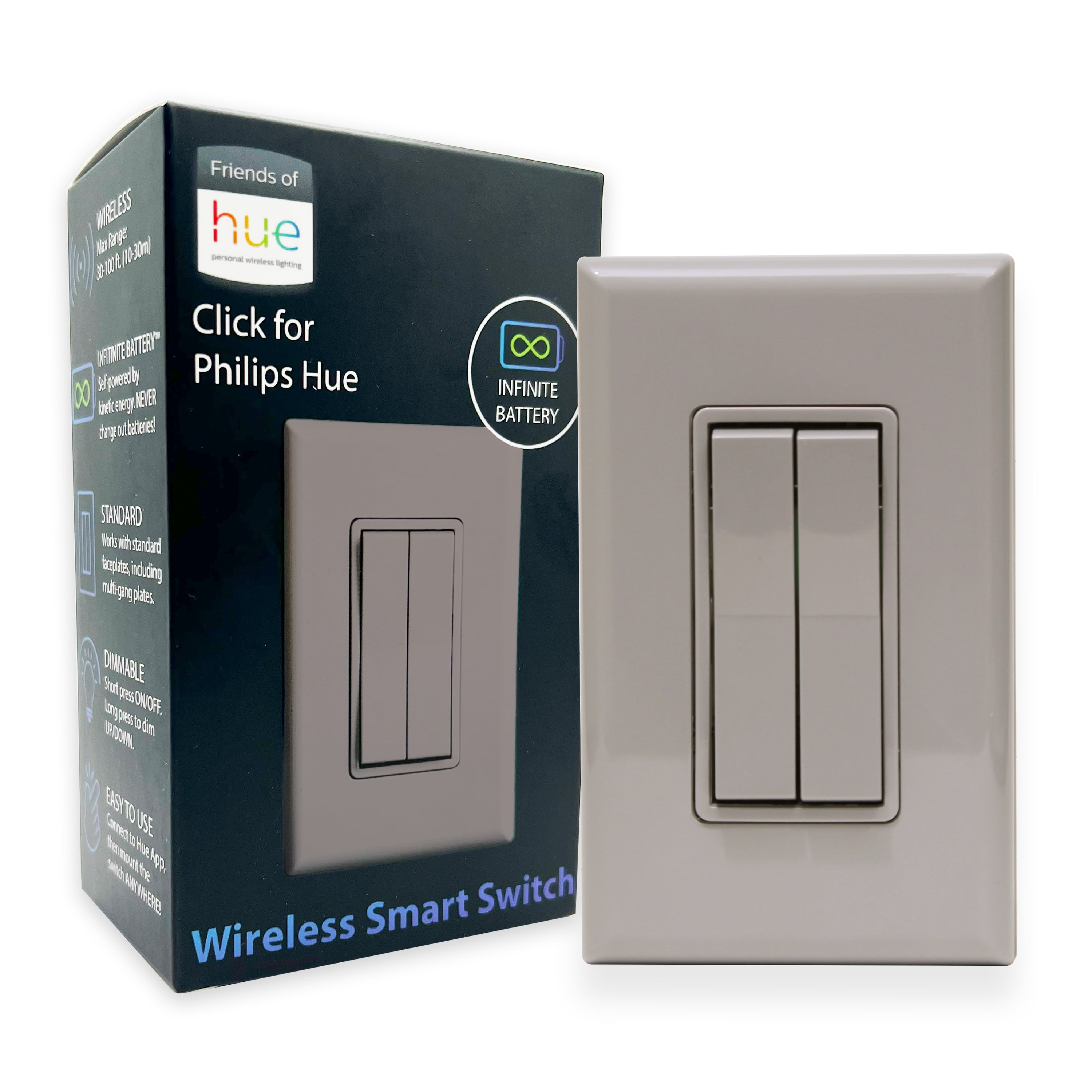RunLessWire Click for Philips Hue Wireless Battery-Free Smart Dimming ...