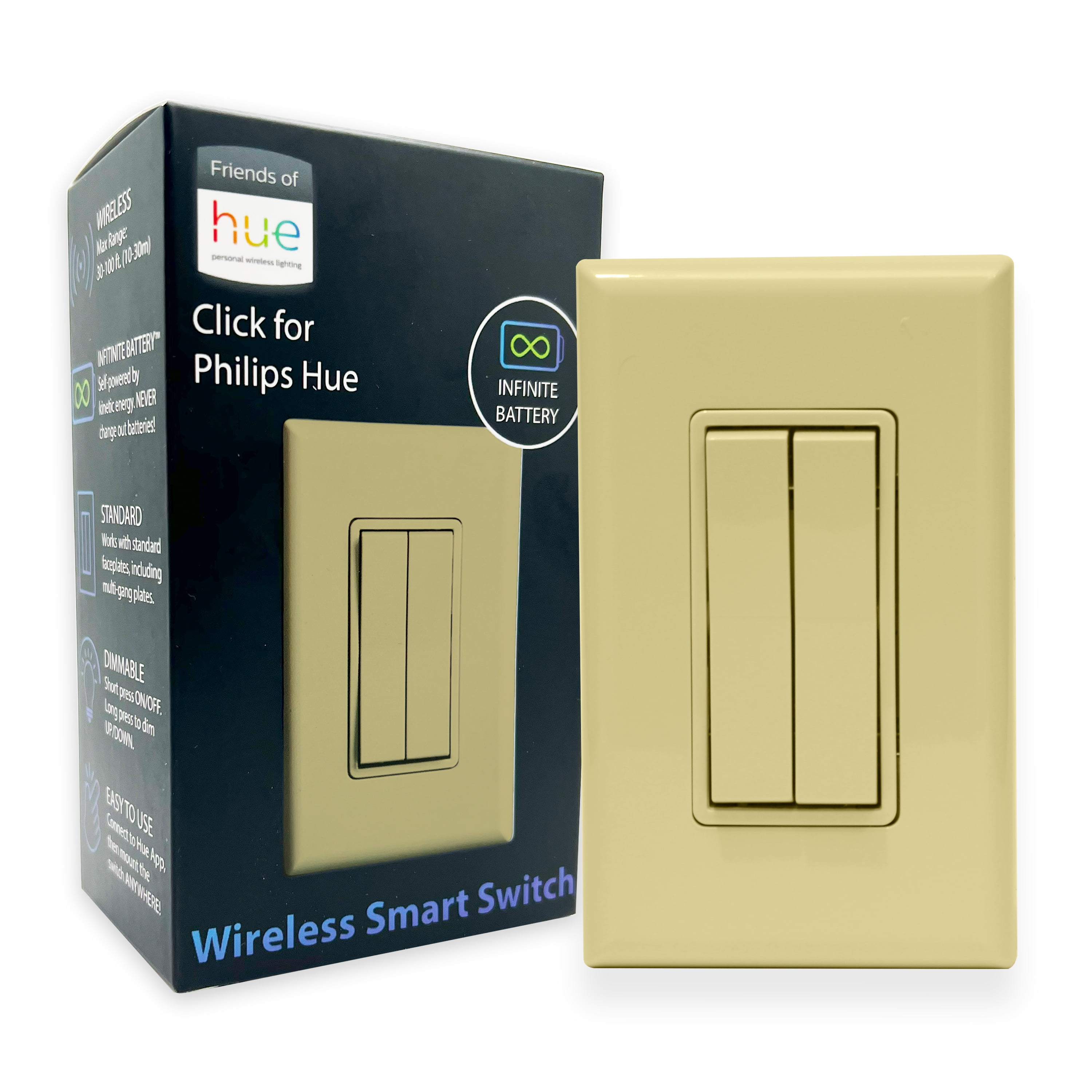 RunLessWire Click for Philips Hue Wireless Battery-Free Smart Dimming ...
