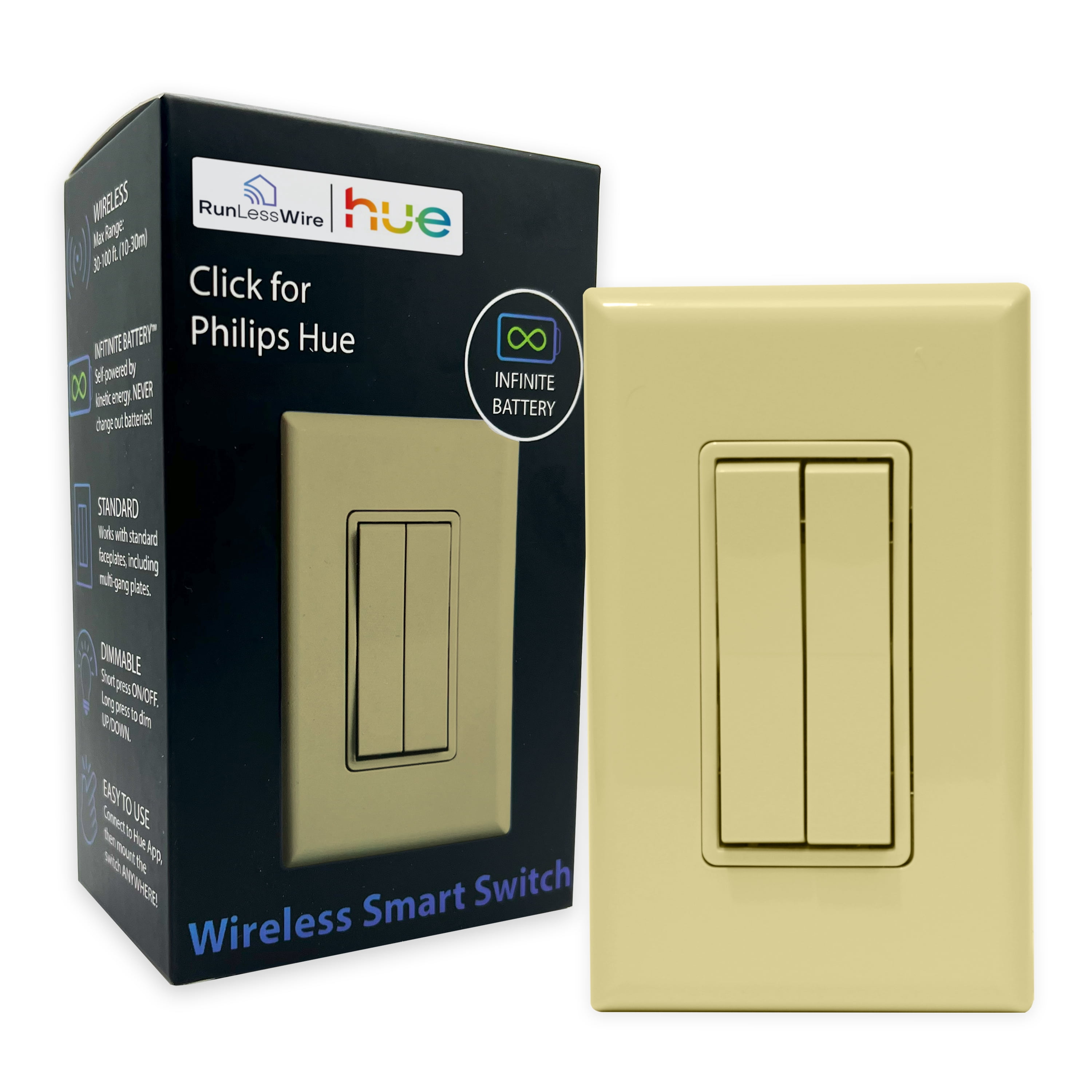 RunLessWire Click for Philips Hue Wireless Battery-Free Smart Dimming ...