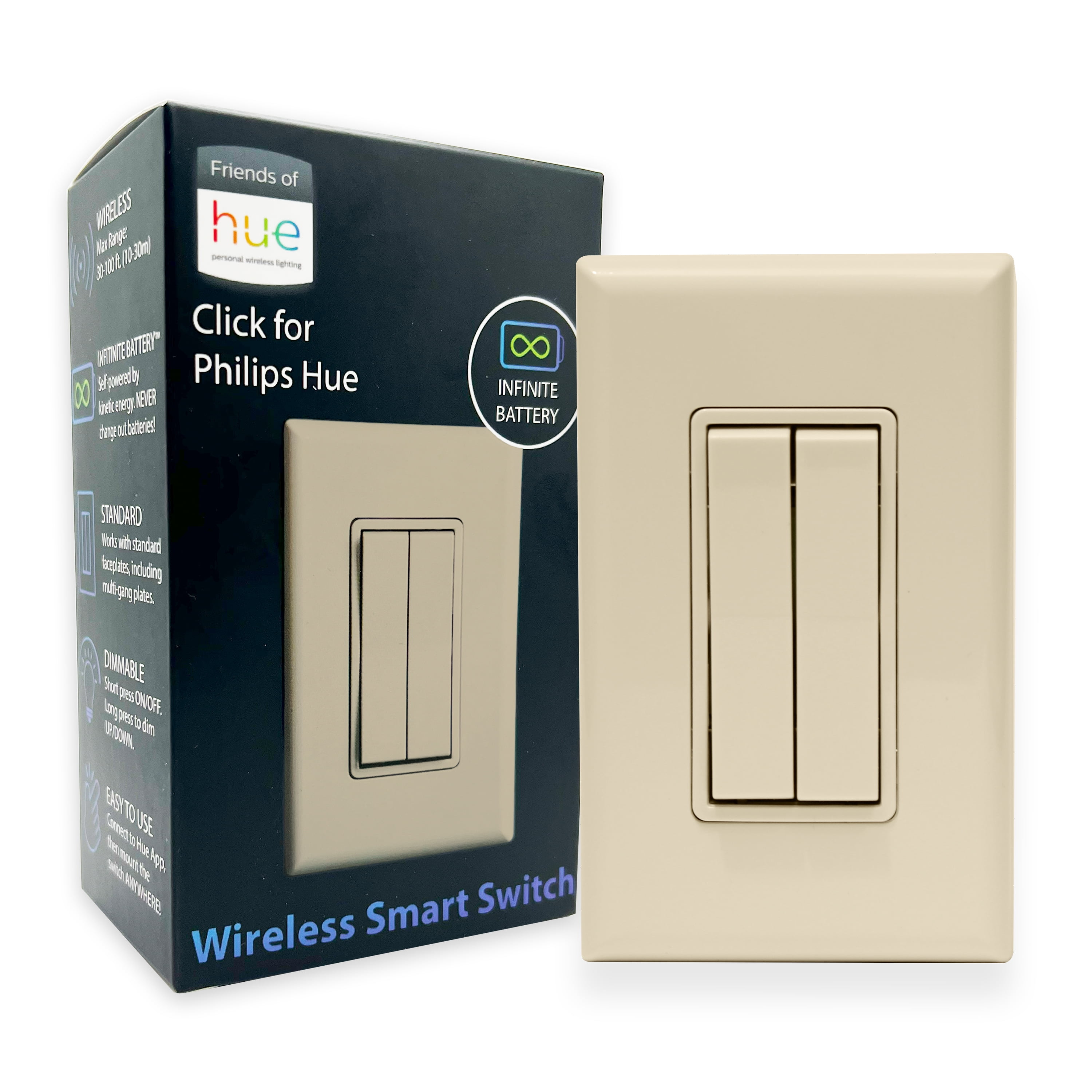 RunLessWire Click for Philips Hue Wireless Battery-Free Smart Dimming ...