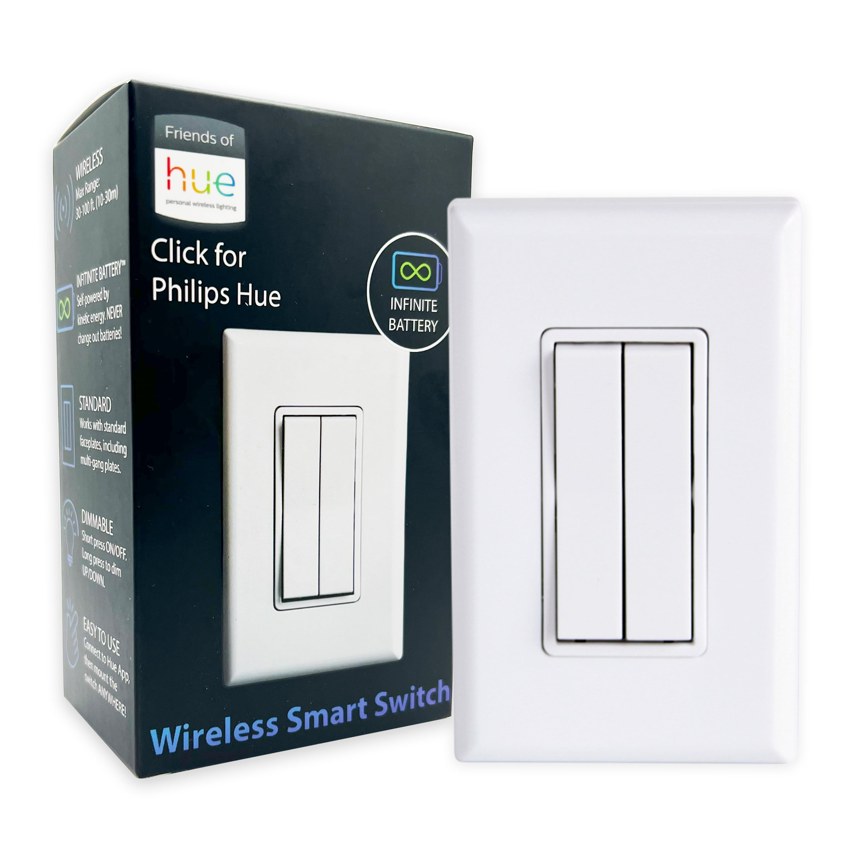 RunLessWire Click for Philips Hue Wireless Battery-Free Smart Dimming ...