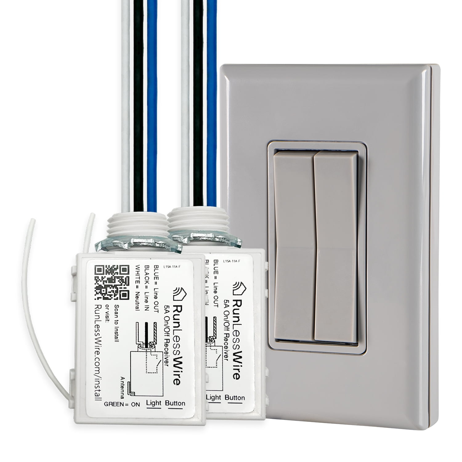 RunLessWire Fan & Light On/Off Wireless Battery-Free Remote Light ...