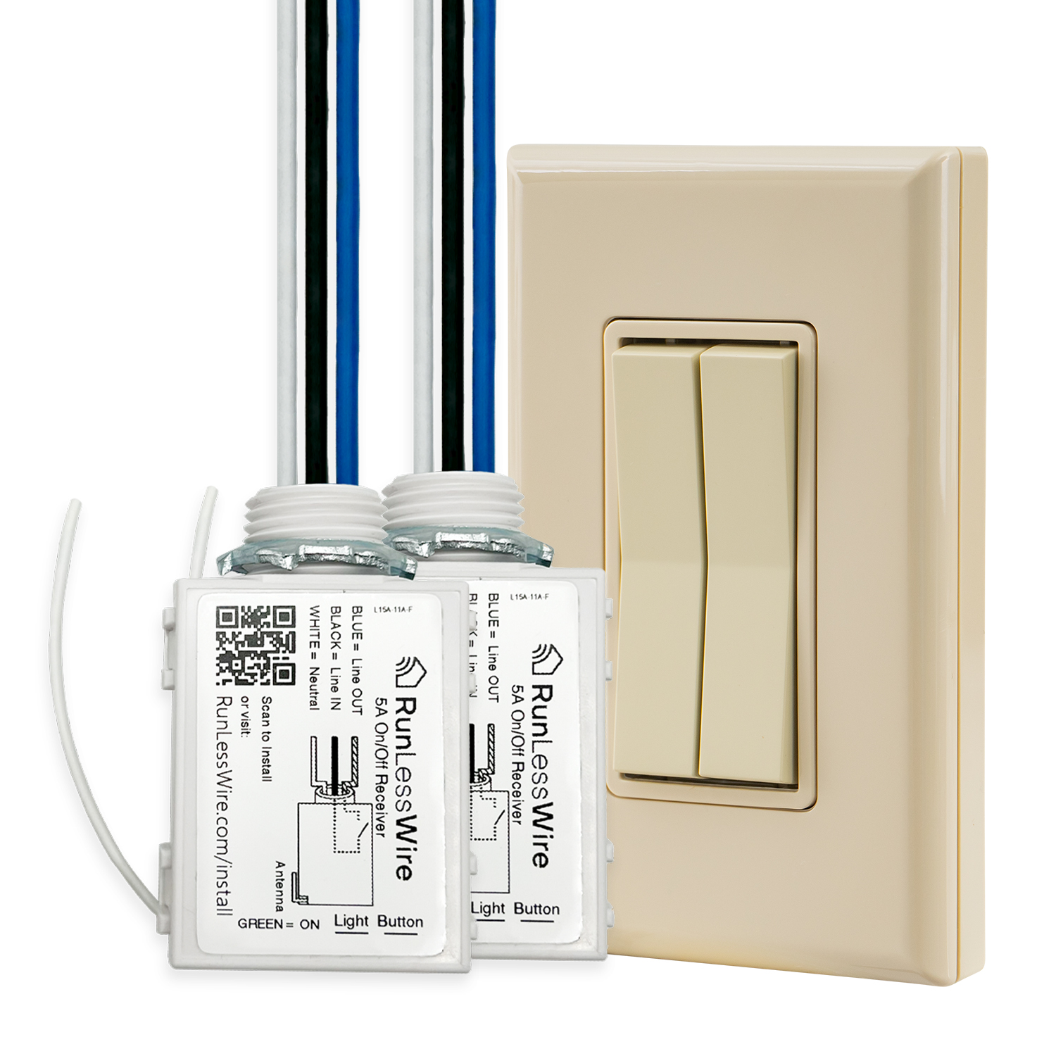 RunLessWire Fan & Light On/Off Wireless Battery-Free Remote Light ...